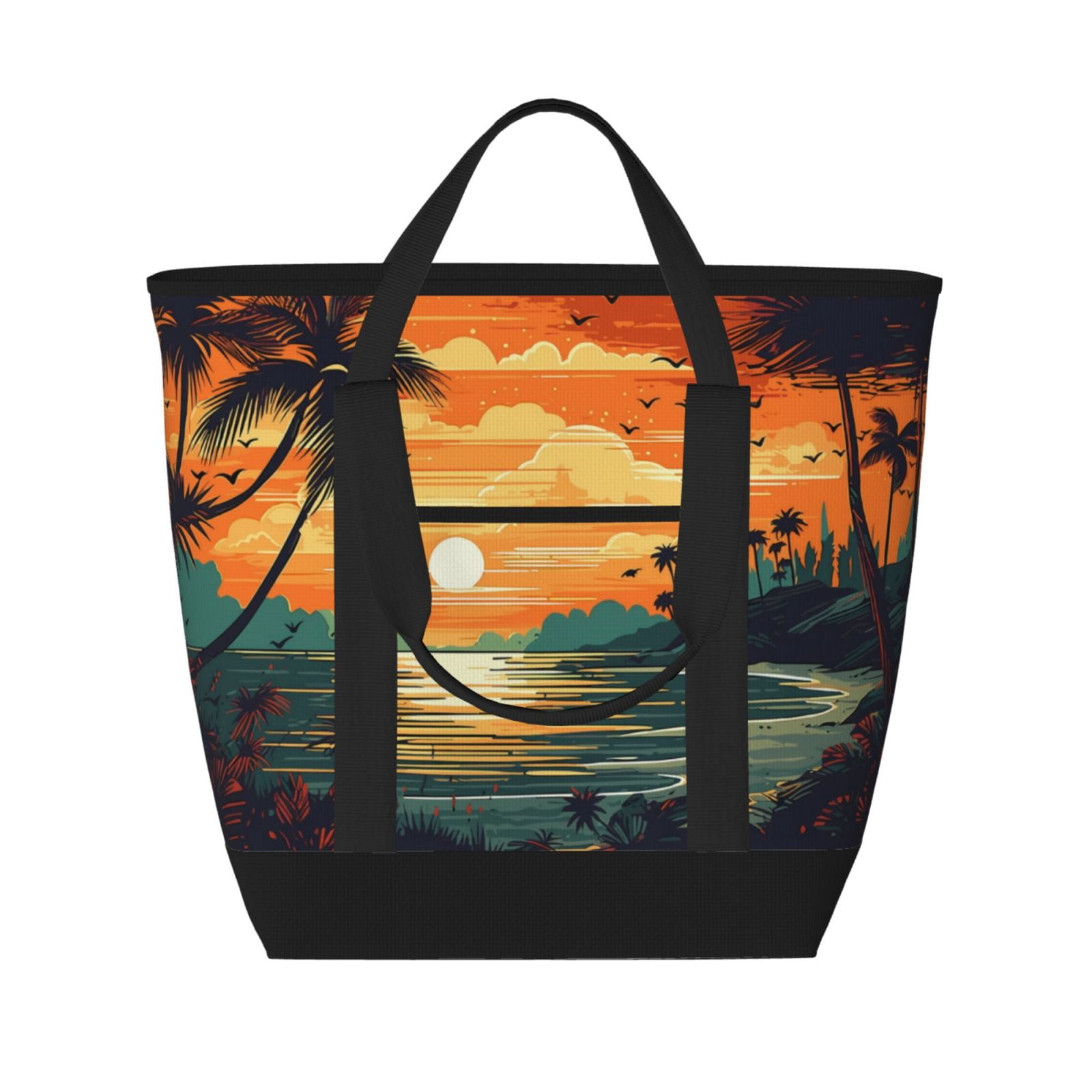 Insulated Cooler Bag, Tropical Sunset Paradise Large Freezer Cooler ...