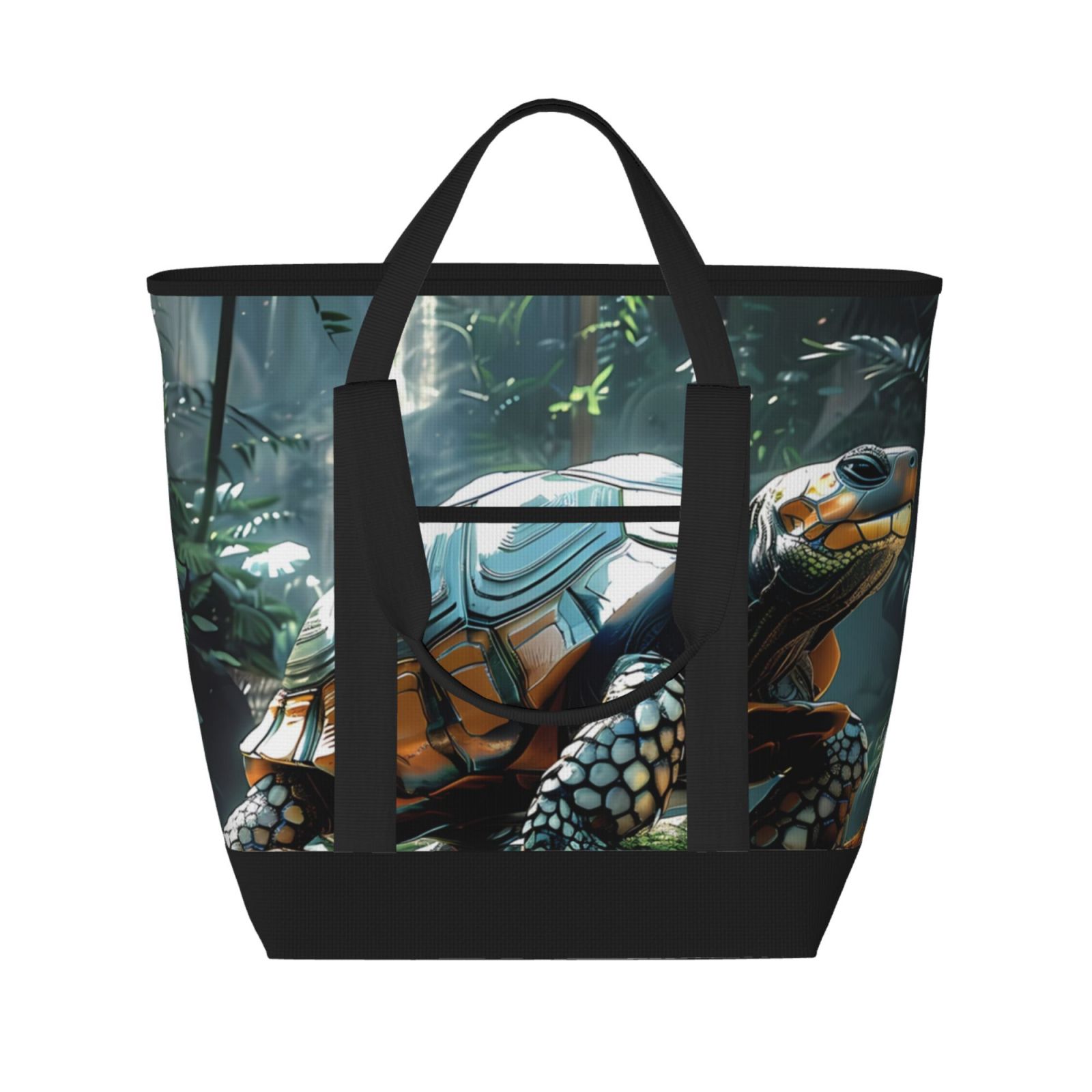 Insulated Cooler Bag - Turtle In Jungle Waterfall Large Freezer Cooler ...