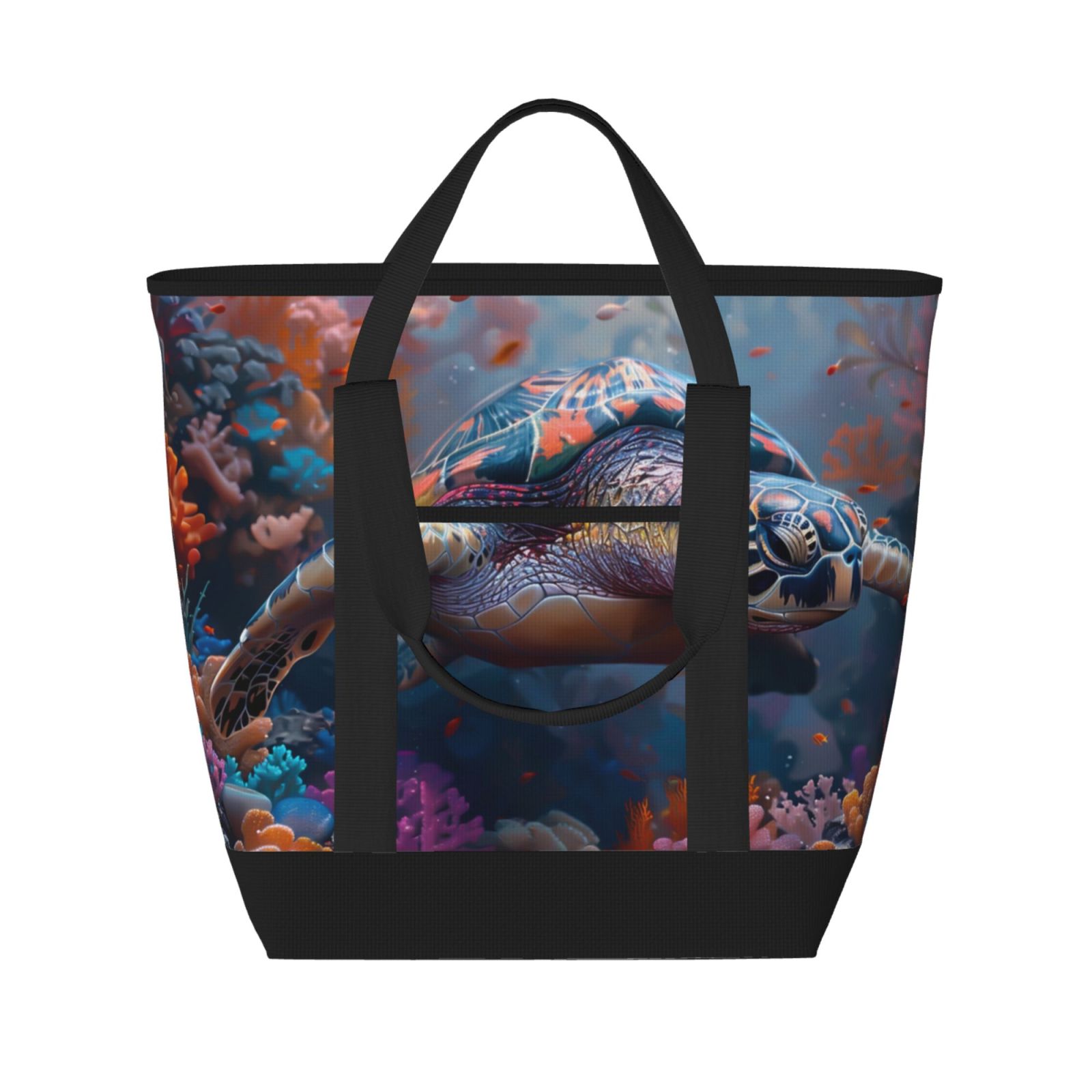 Insulated Cooler Bag Underwater Lazy Turtle Large Cooler Tote Bags ...
