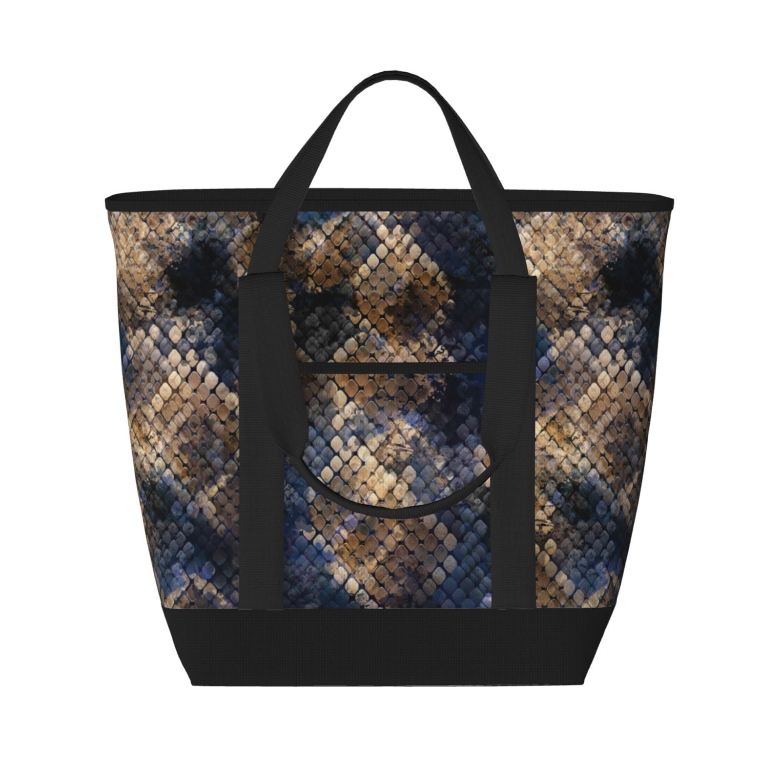 Insulated Cooler Bag - Watercolor Snake Skin Large Freezer Cooler Tote ...