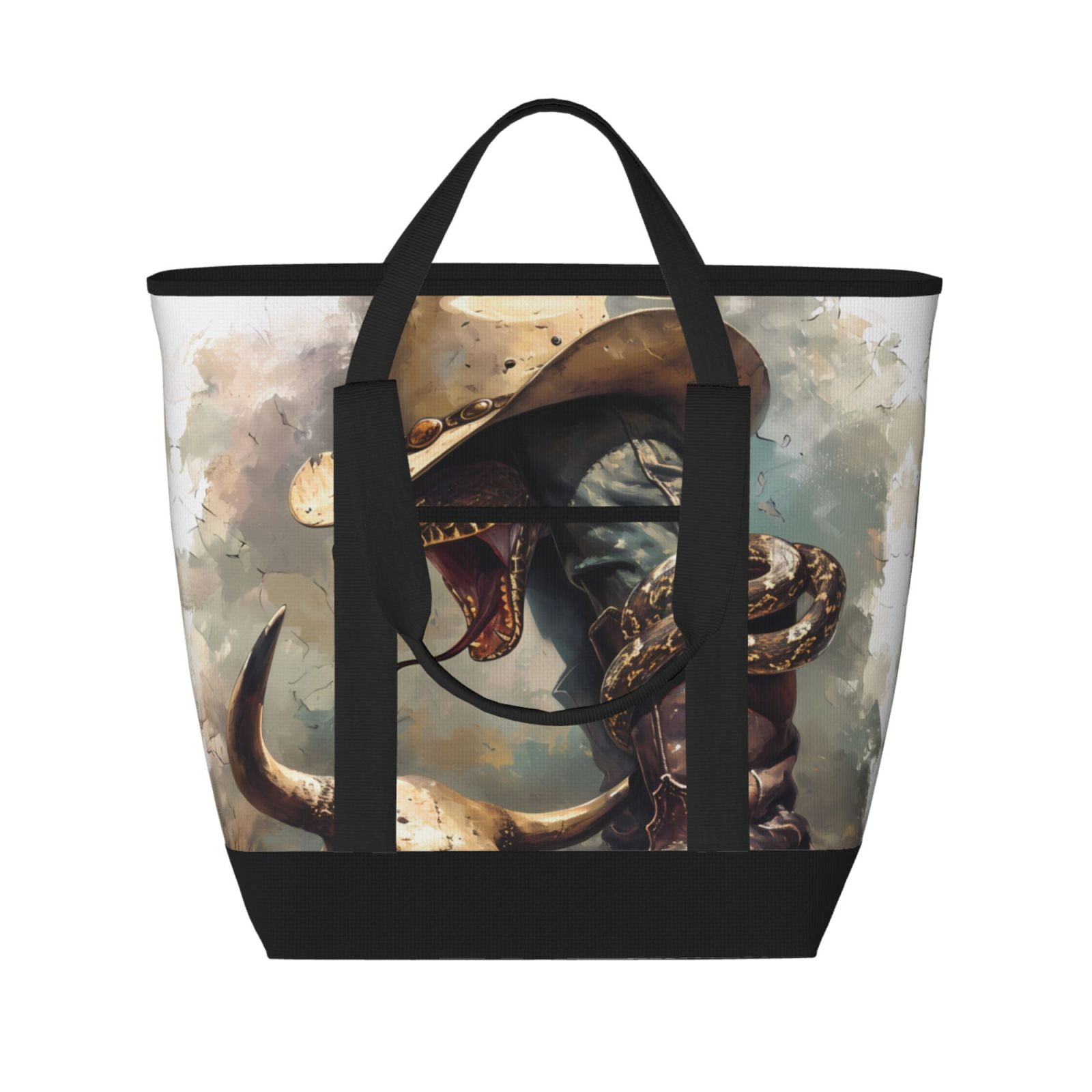 Insulated Cooler Bag - Western Cowboy Snake Ram Skull Large Freezer ...