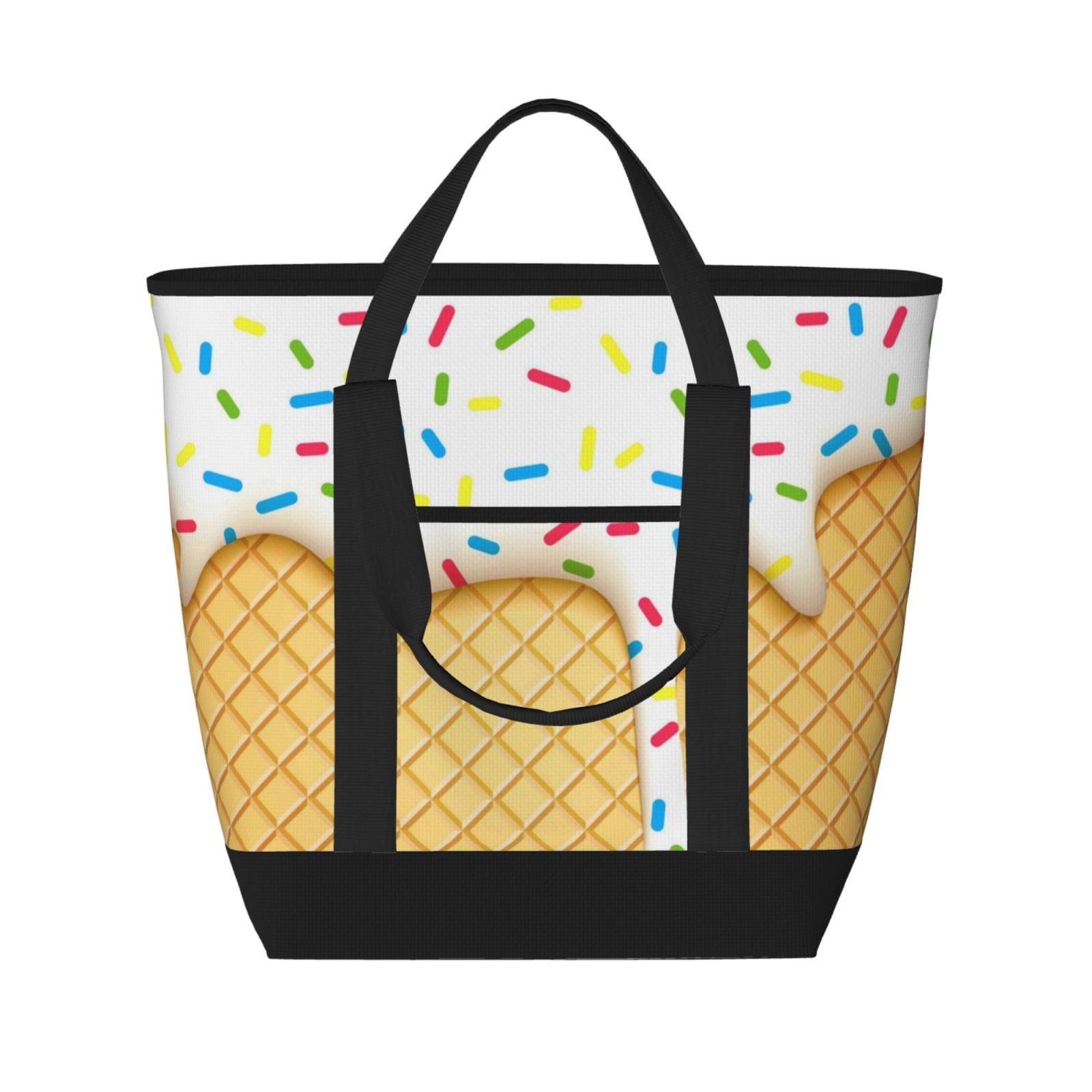 Insulated Cooler Bag, White Ice Cream Large Freezer Cooler Tote Bags ...