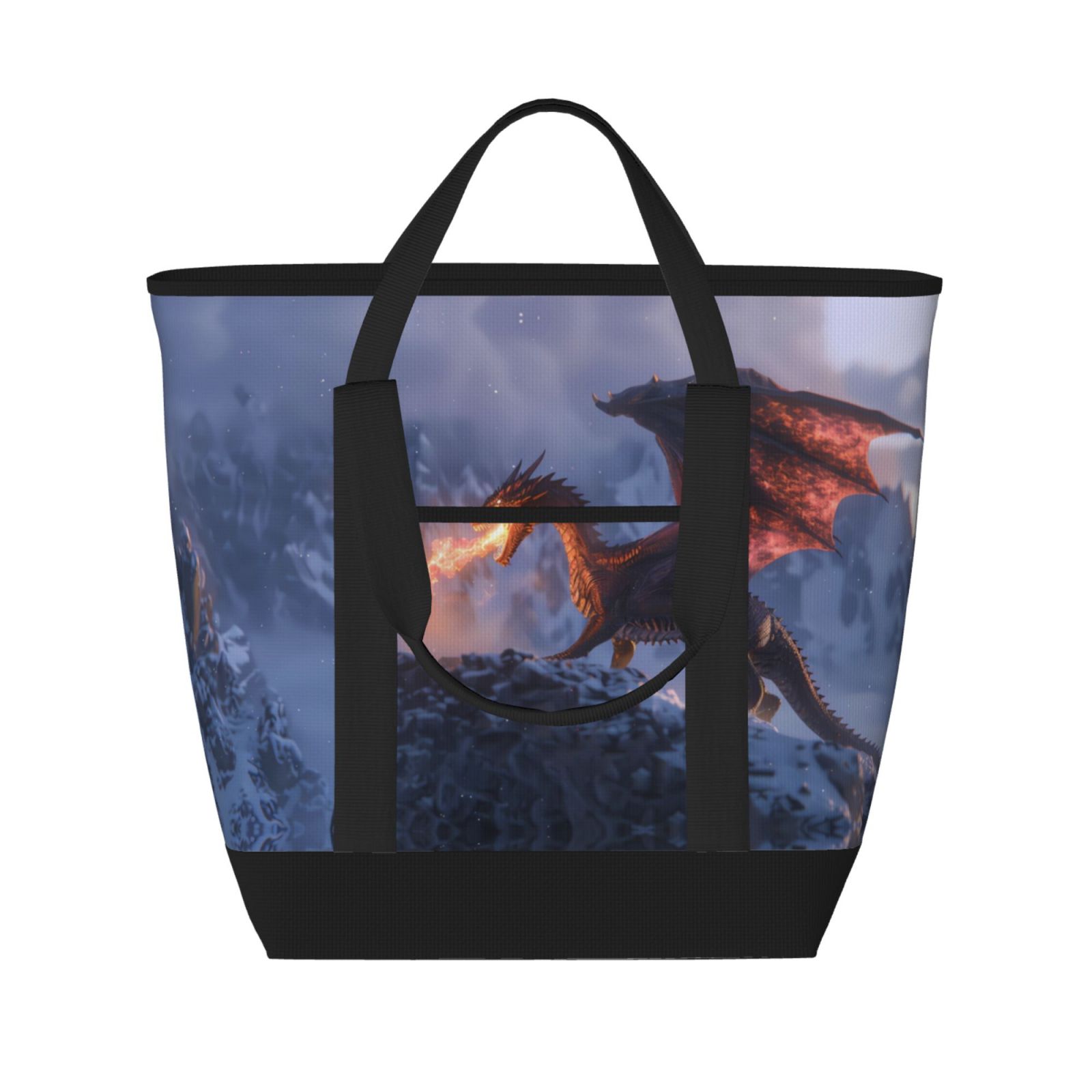 Insulated Cooler Bag - Winter Fire Dragon Large Freezer Cooler Tote ...