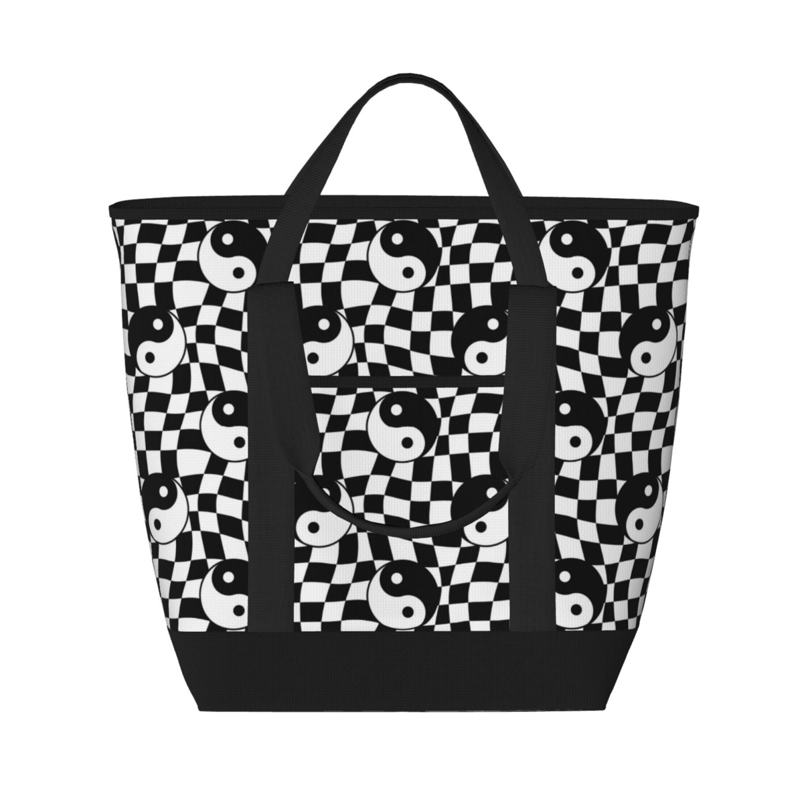 Insulated Cooler Bag - Ying Yang Checkered Large Freezer Cooler Tote ...