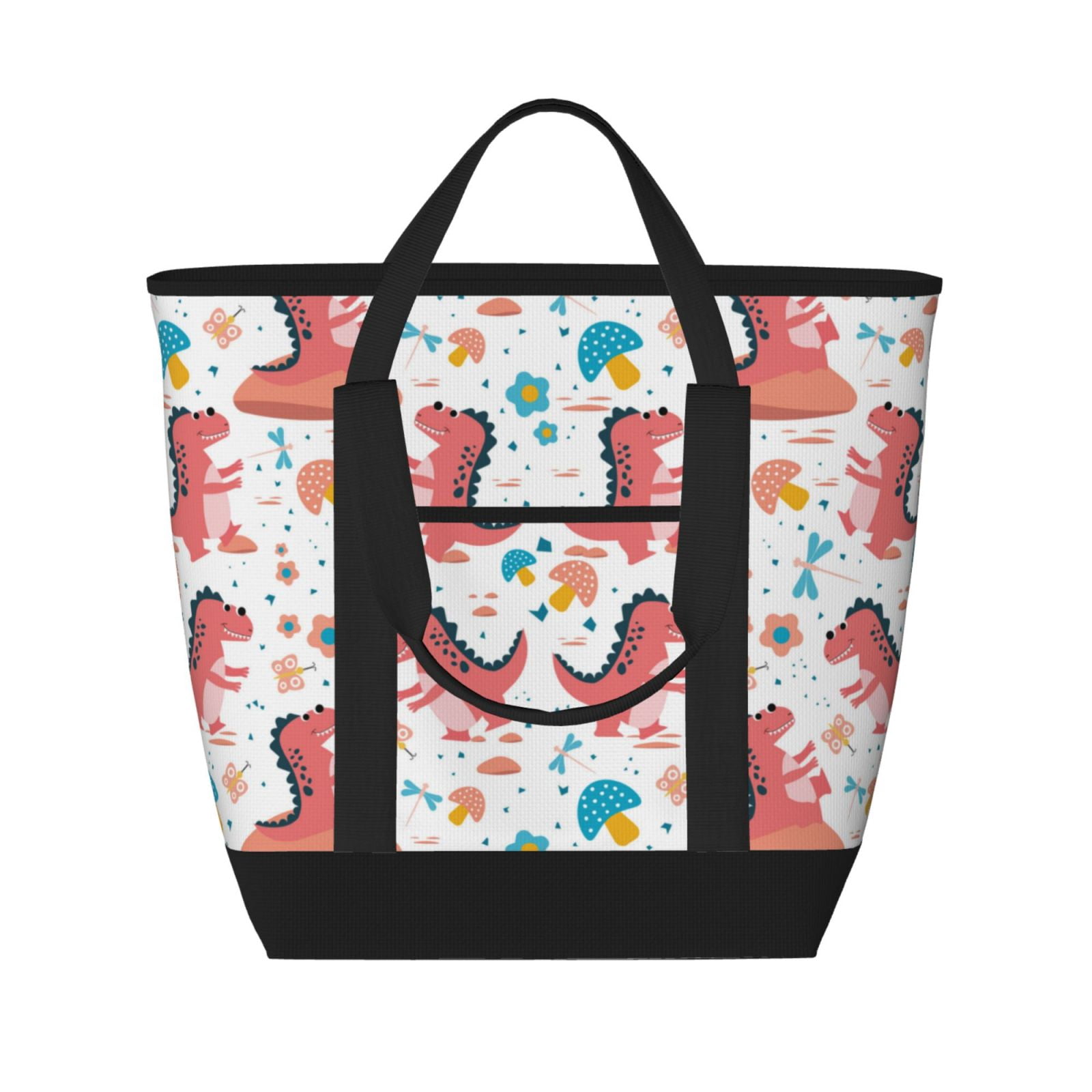 Insulated Cooler Bag, cute Dinosaur pink Large Freezer Cooler Tote Bags ...