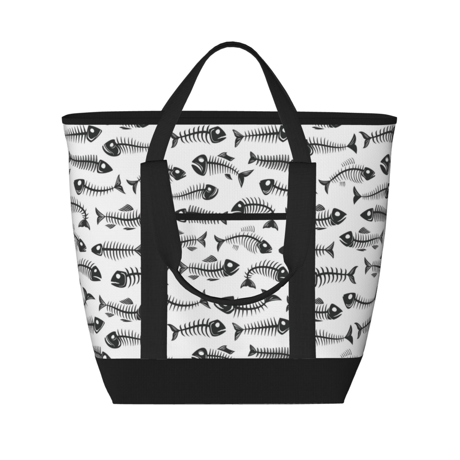 Insulated Cooler Bag - fish bones Large Freezer Cooler Tote Bags ...