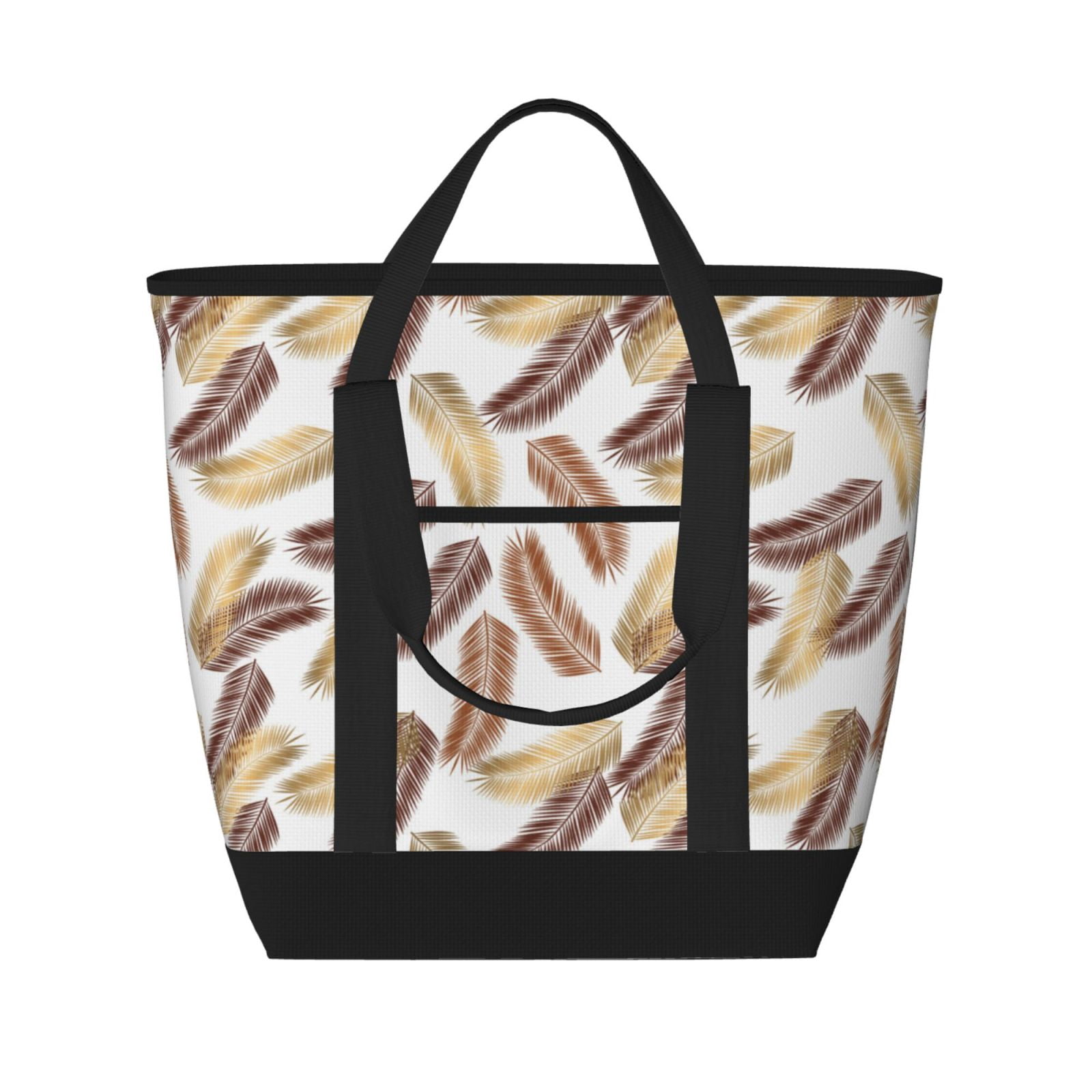 Insulated Cooler Bag - golden brown feathers Large Freezer Cooler Tote ...