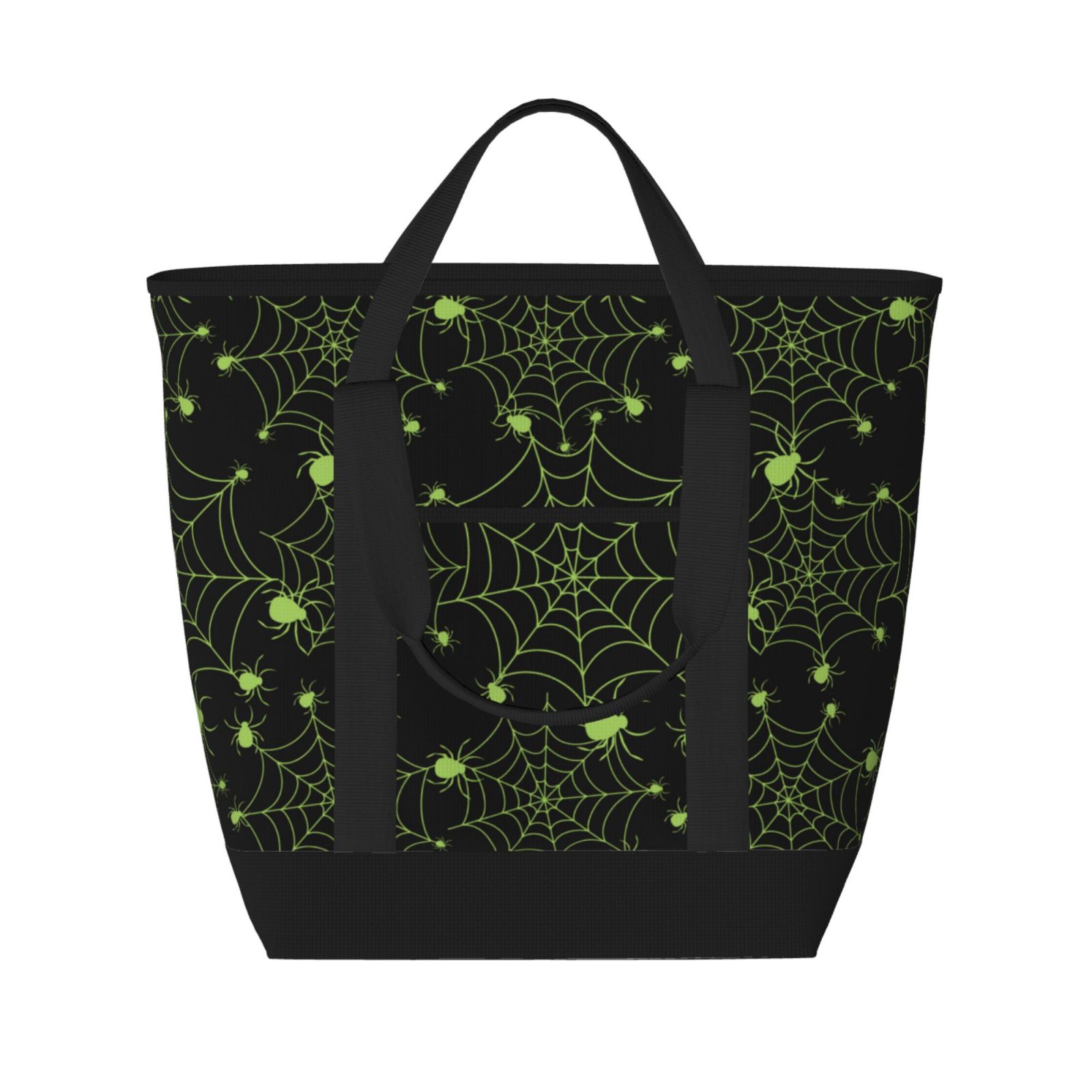 Insulated Cooler Bag - halloween green spiderweb cobweb Large Freezer ...