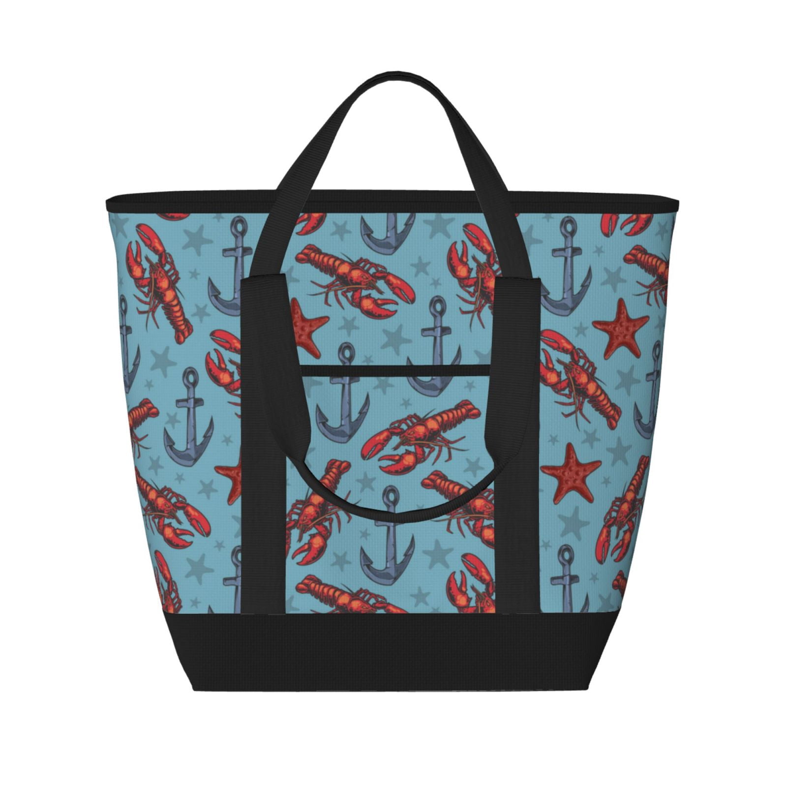 Insulated Cooler Bag, lobsters anchor starfish blue Large Freezer ...