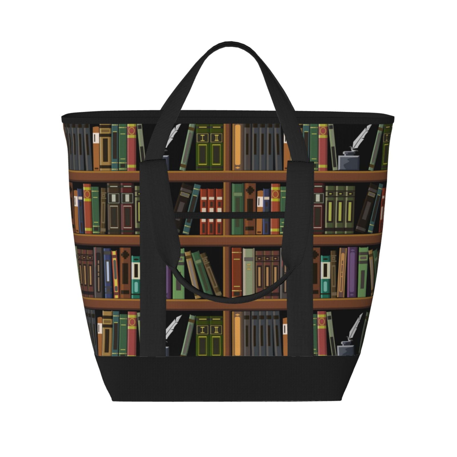 Insulated Cooler Bag - vintage bookshelves print Large Freezer Cooler ...