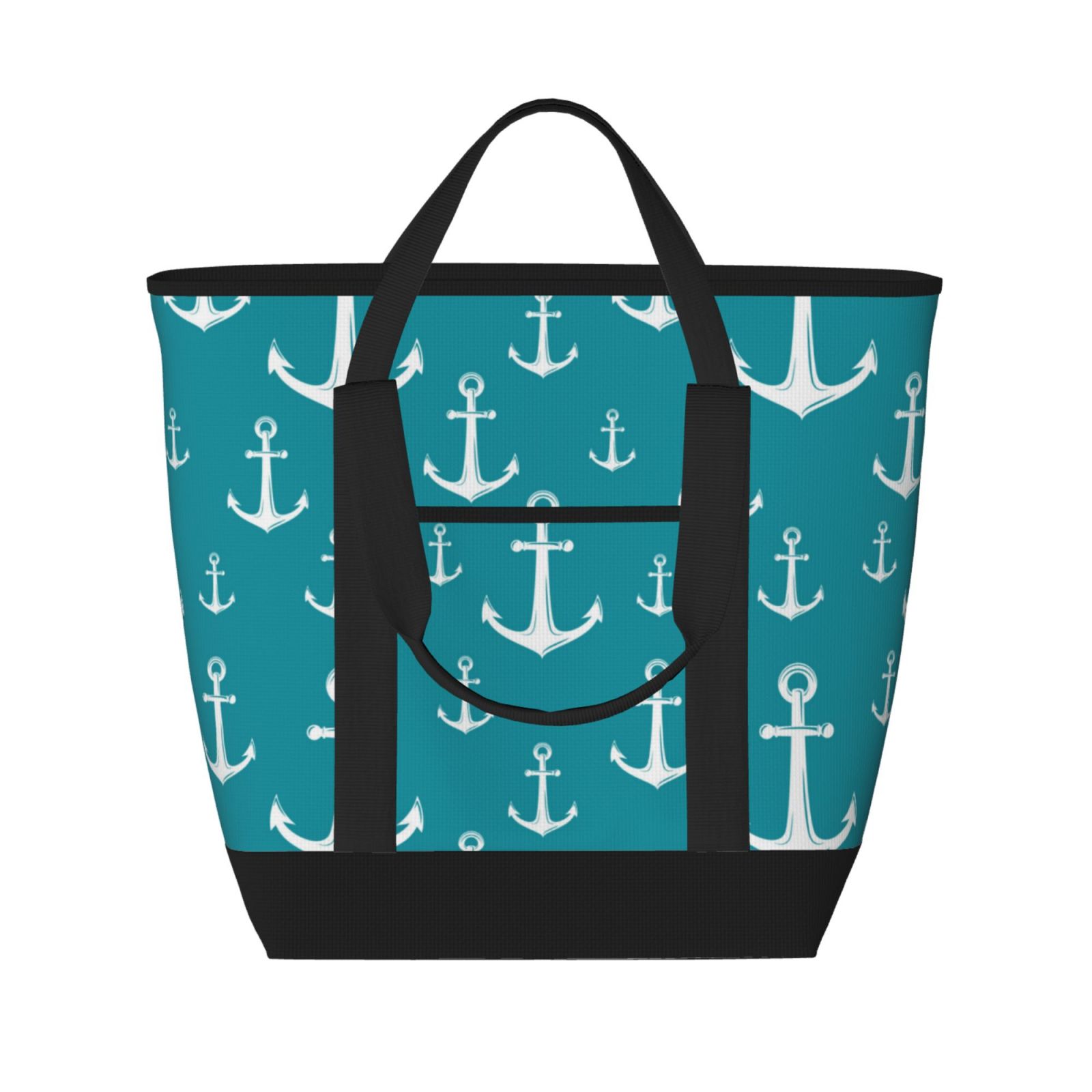 Insulated Cooler Bag, white anchors blue cute Large Freezer Cooler Tote ...