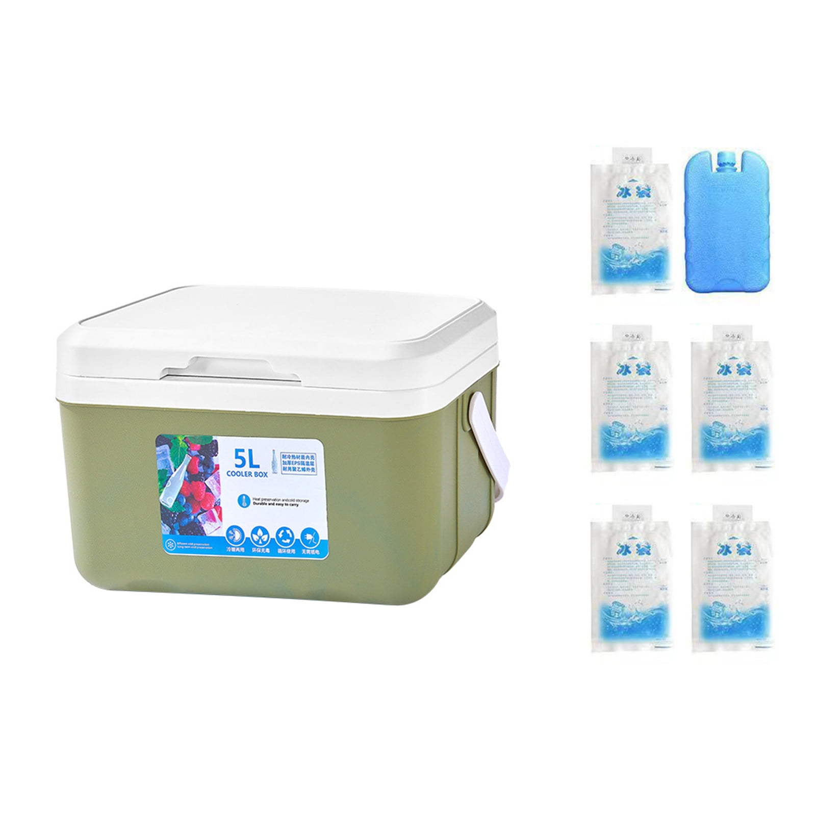 Insulated Cooler Lunch Box, Portable Hard Cooler with Heavy-Duty Handle ...