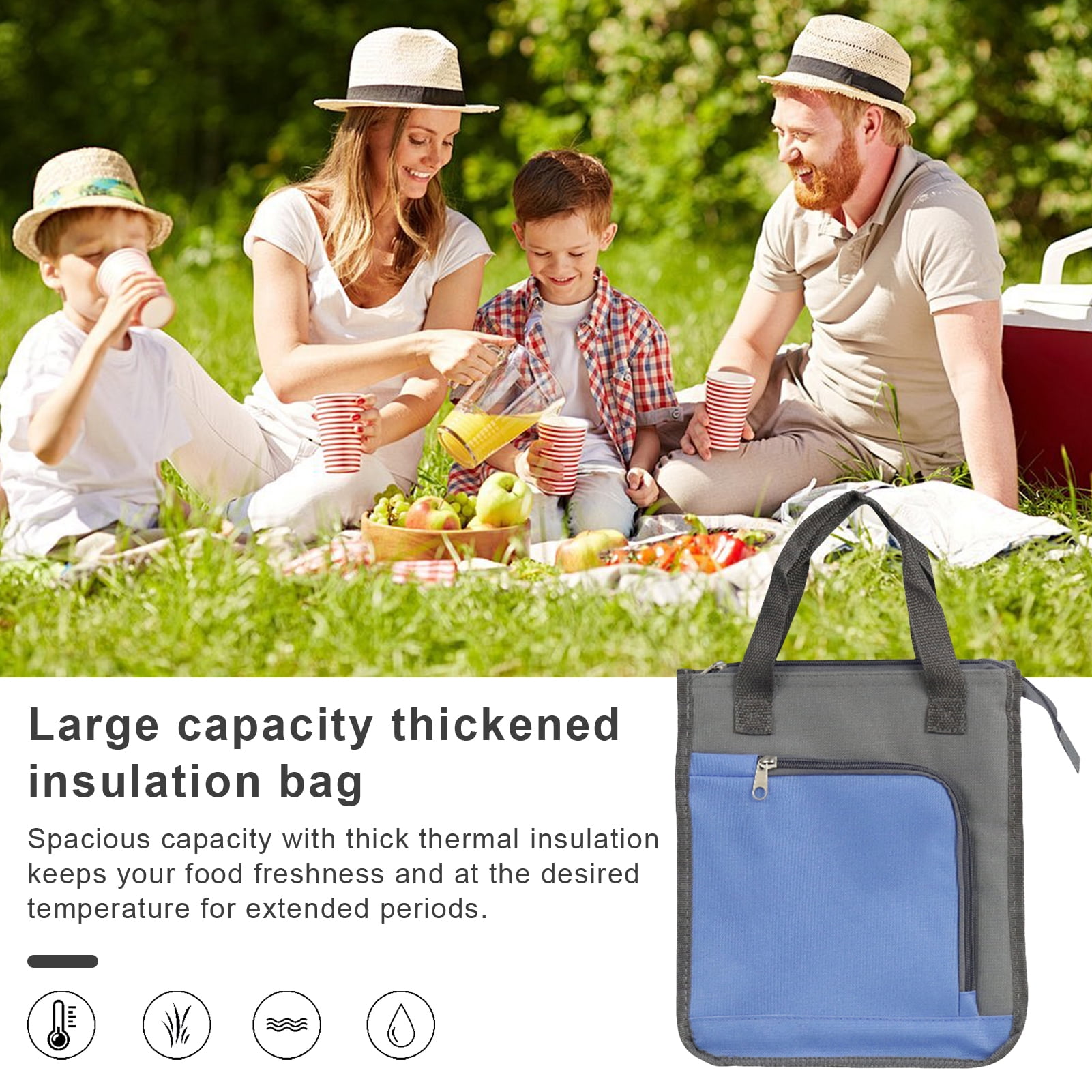 Insulated Cooler Tote Bag Large Capacity Thermal Bag for Food Trays ...