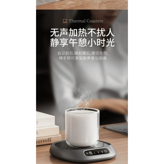 Insulated Cup Mat - Upgraded Desktop Coffee Cup Warmer, Three Level ...