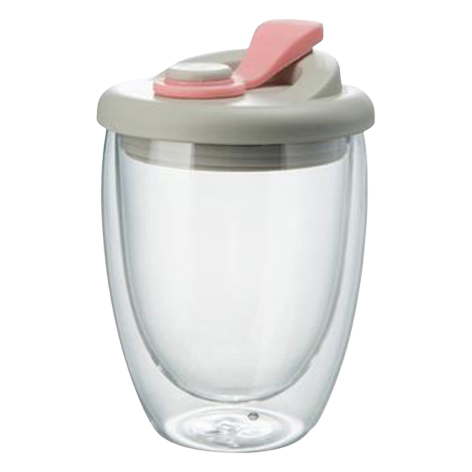 Insulated Double Walled Anti-Spill Glass Coffee Cups with Lid - Clear ...