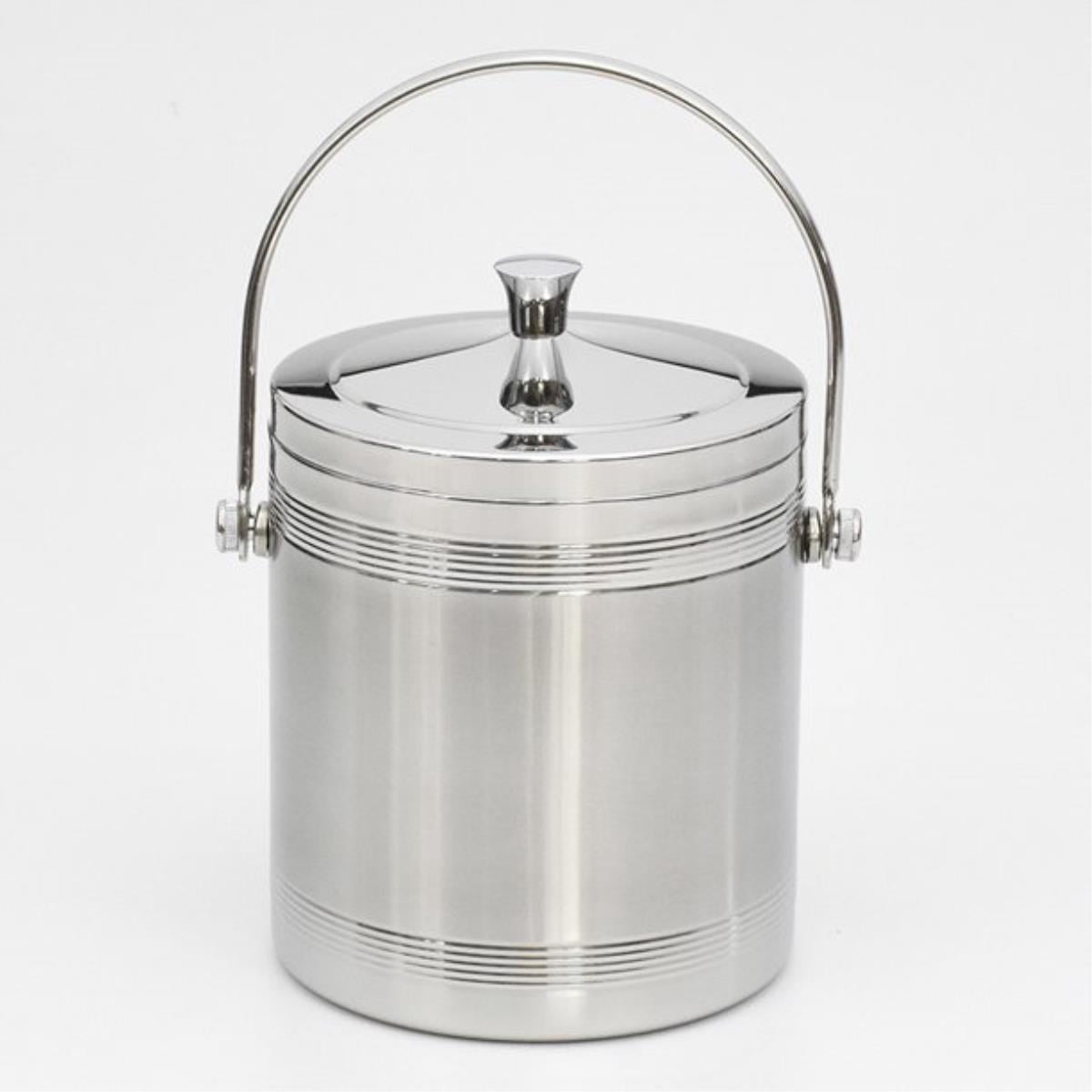 Insulated Double-Walled Stainless Steel Ice Bucket with Tongs ...