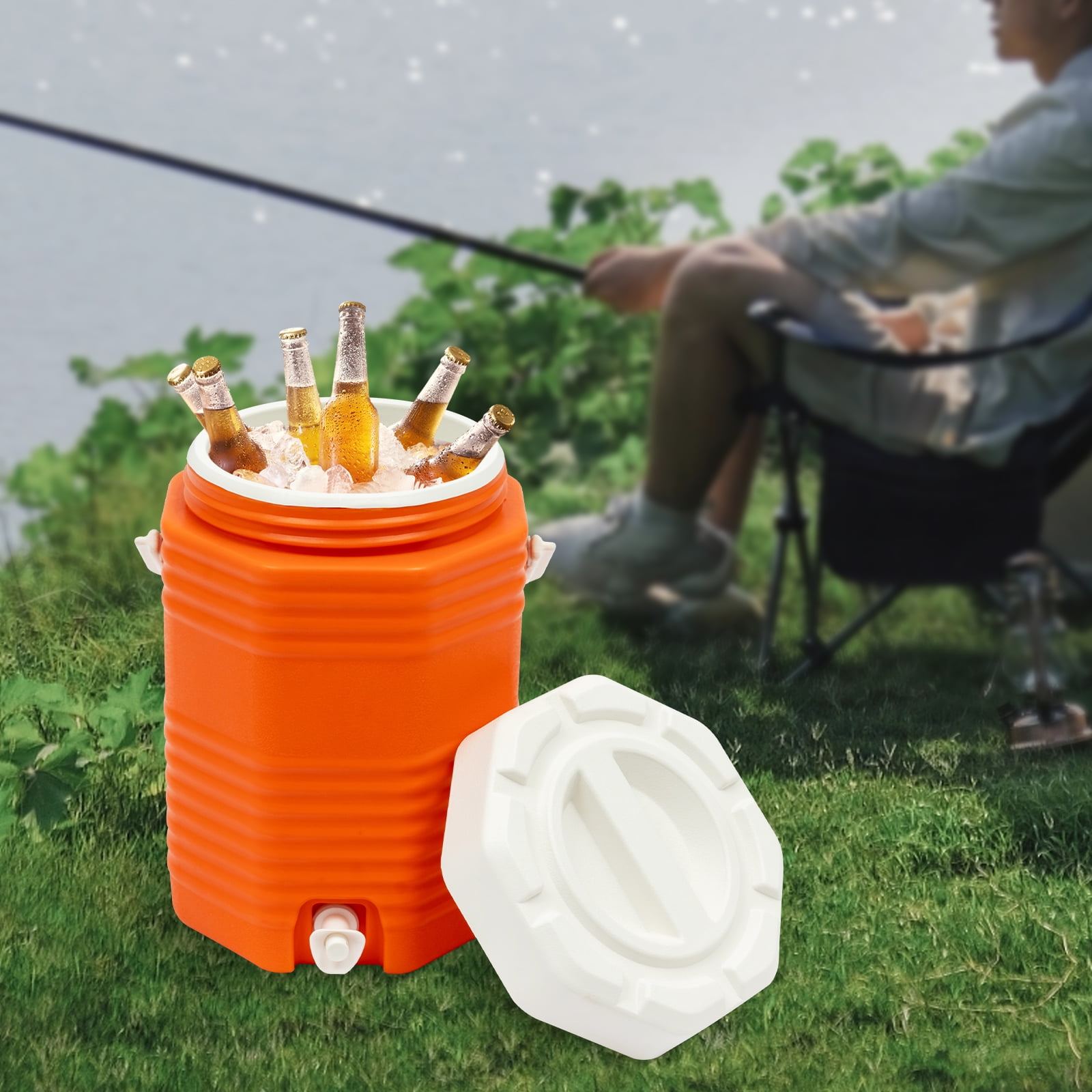 Insulated Drink Cooler, Modern Orange Insulated Beverage Cooler, 2.37 ...