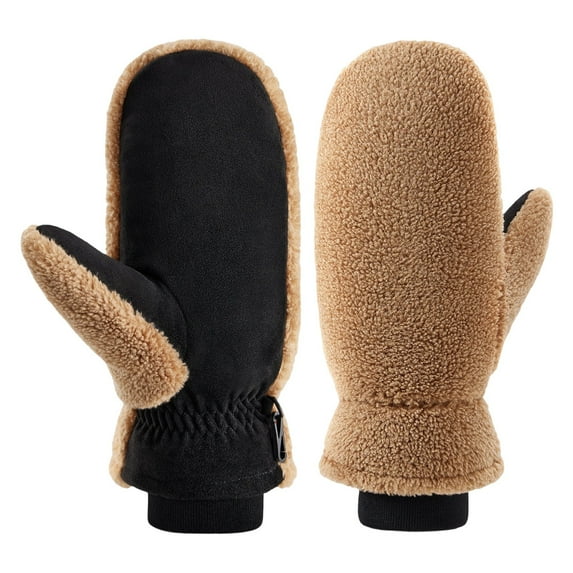 Insulated Fleece Touchscreen Mittens With Windproof Rib Cuff Cold ...
