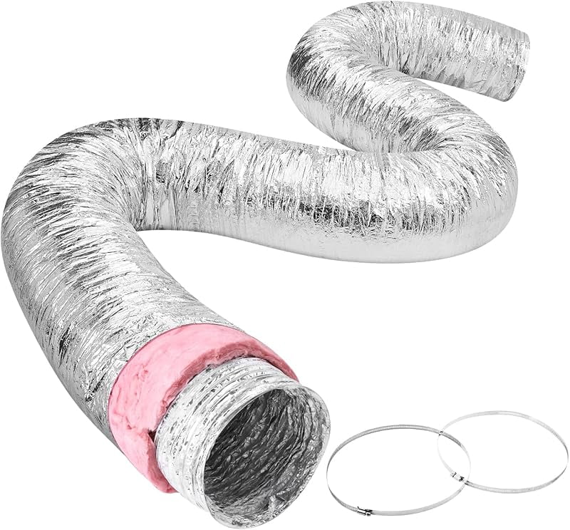 Insulated Flexible Duct 5" x 25 Ft R-6.0，Energy-Efficient 3-Layer HVAC ...