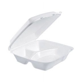 Foam Hinged Lid Containers, 6 X 5.78 X 3, White, 500/carton | Bundle of ...