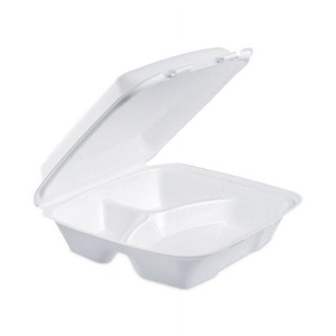 Foam Hinged Lid Containers, 6 X 5.78 X 3, White, 500/carton | Bundle of ...