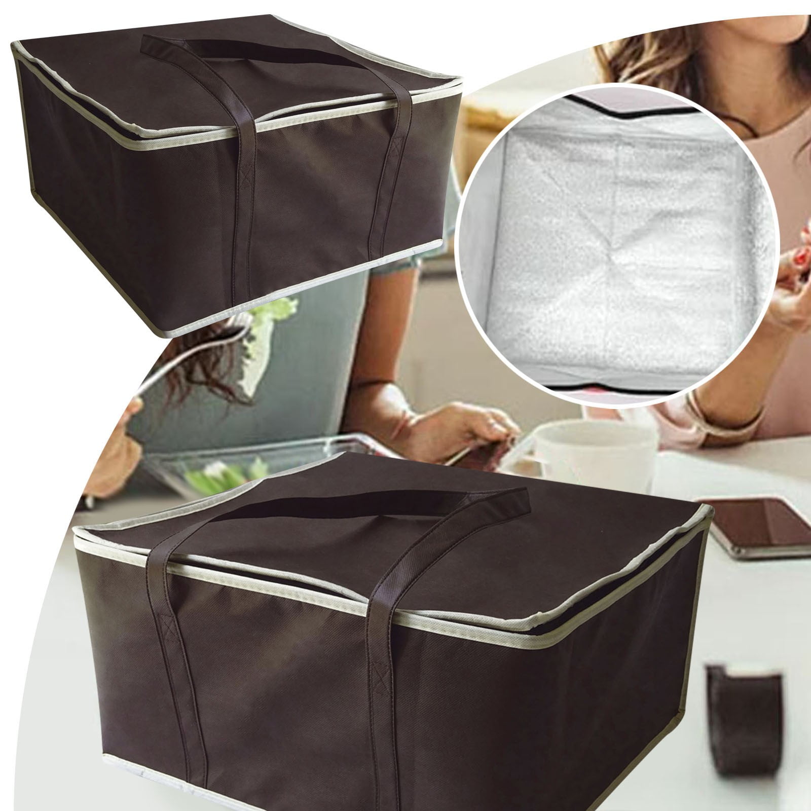 Insulated Food Delivery Bag 17.32"x17.32"x9.65", Hot & Cold Thermal ...