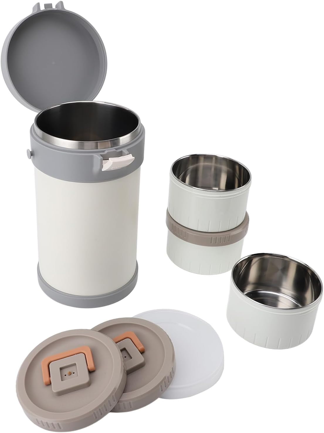 Insulated Food Jar Thermos, 3 Tier Compact Design Microwave Stainless ...