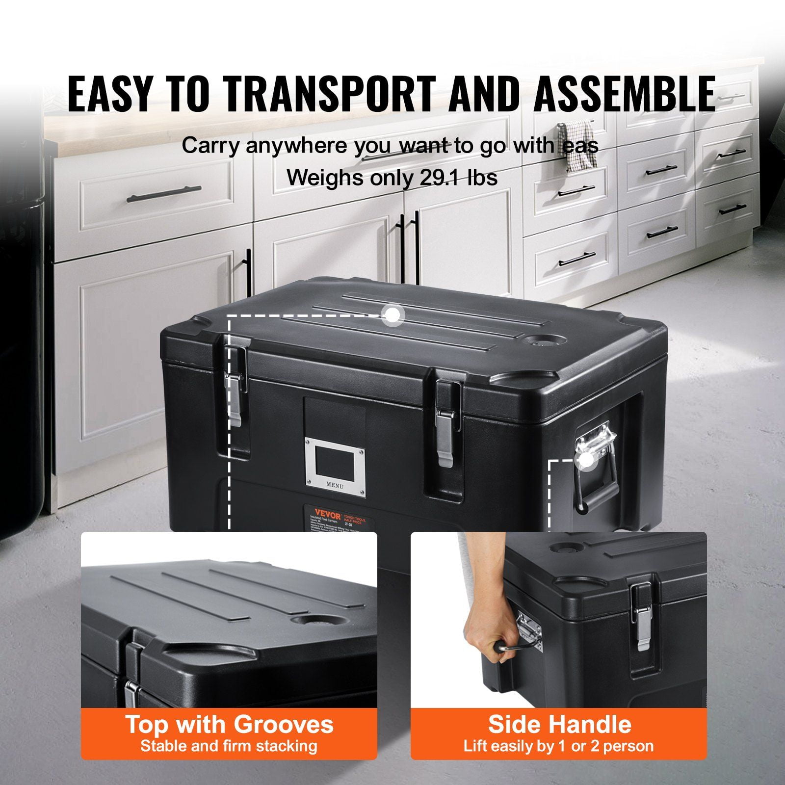 Insulated Food Pan Carrier, 36Qt Capacity, Stackable Catering Hot Box ...