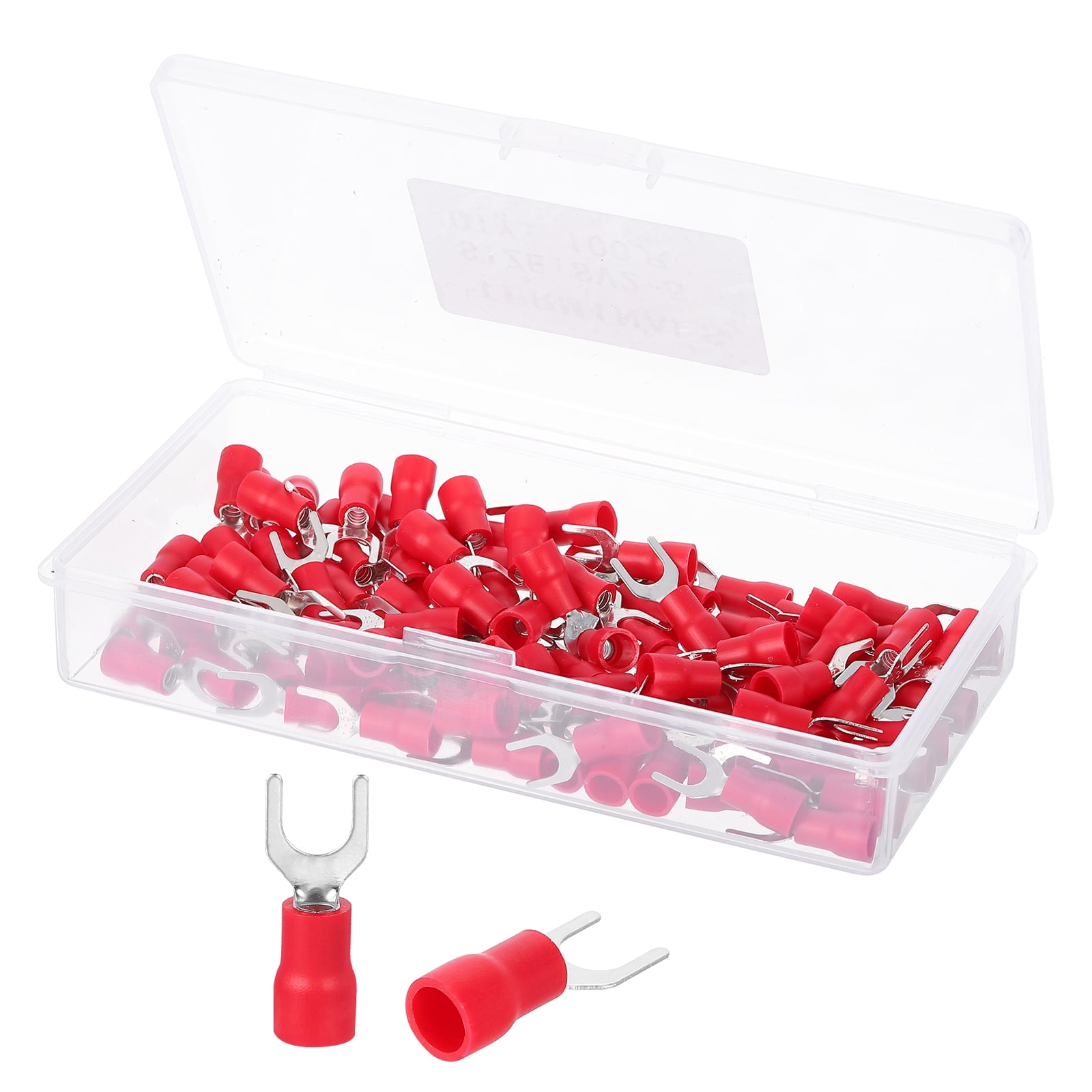 Insulated Fork Spade Connectors, 16-14AWG SV2-5 U-Type Tinned Copper ...