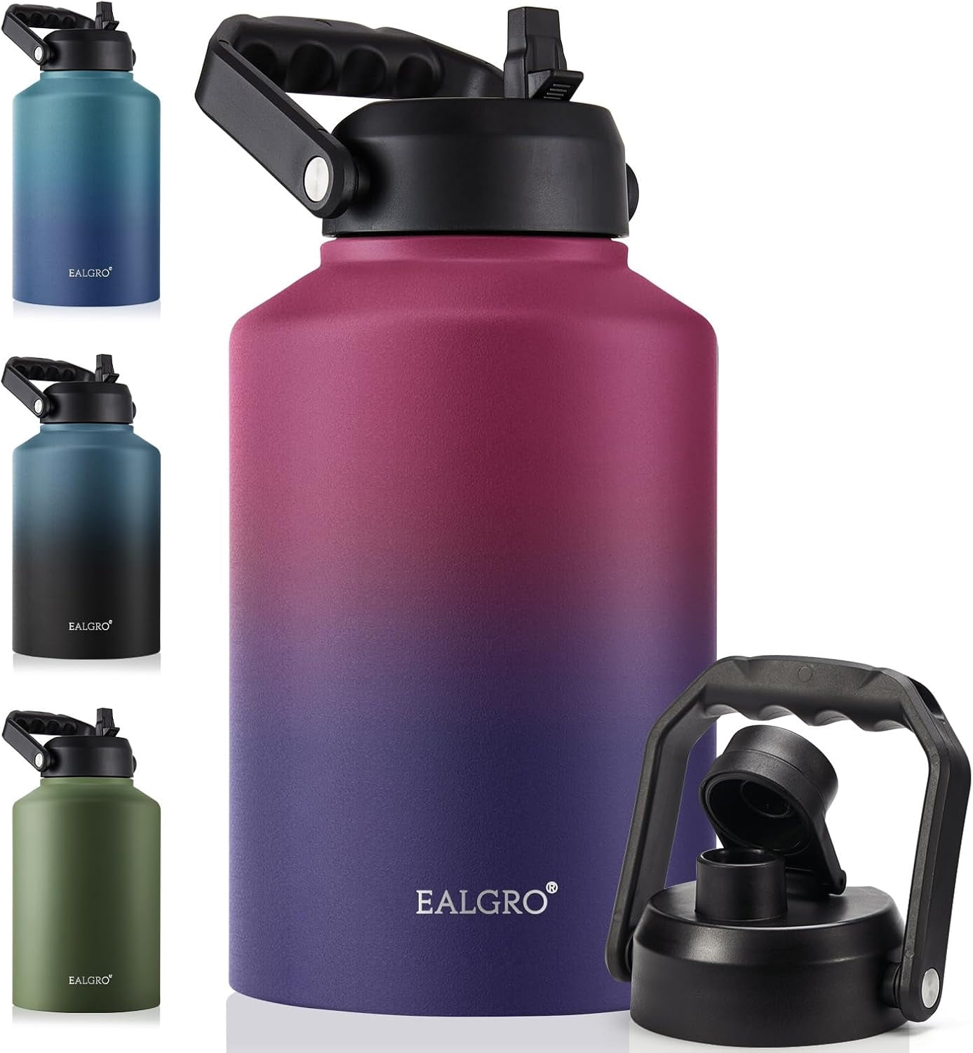 Insulated Gallon Water Bottle Jug with Straw, 128 oz Large Stainless ...