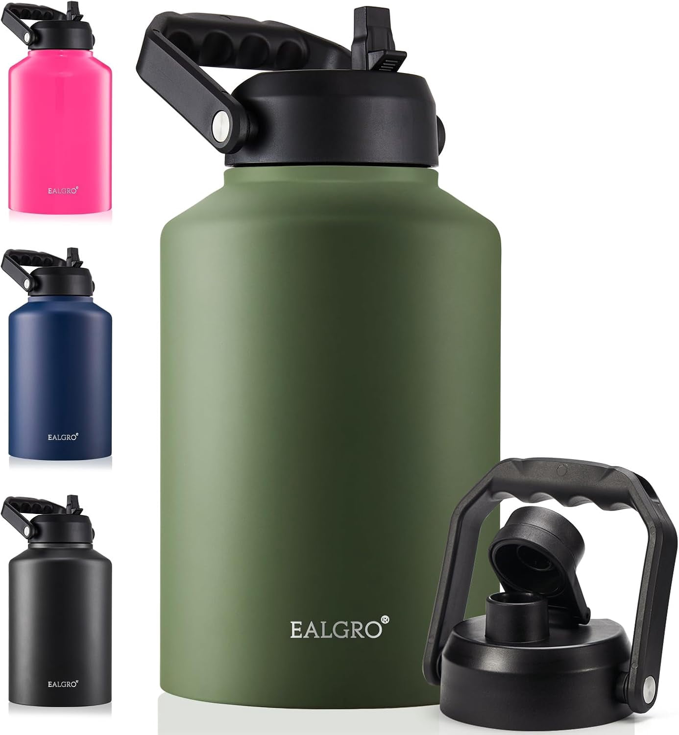 Insulated Gallon Water Bottle Jug with Straw, 128 oz Large Stainless ...