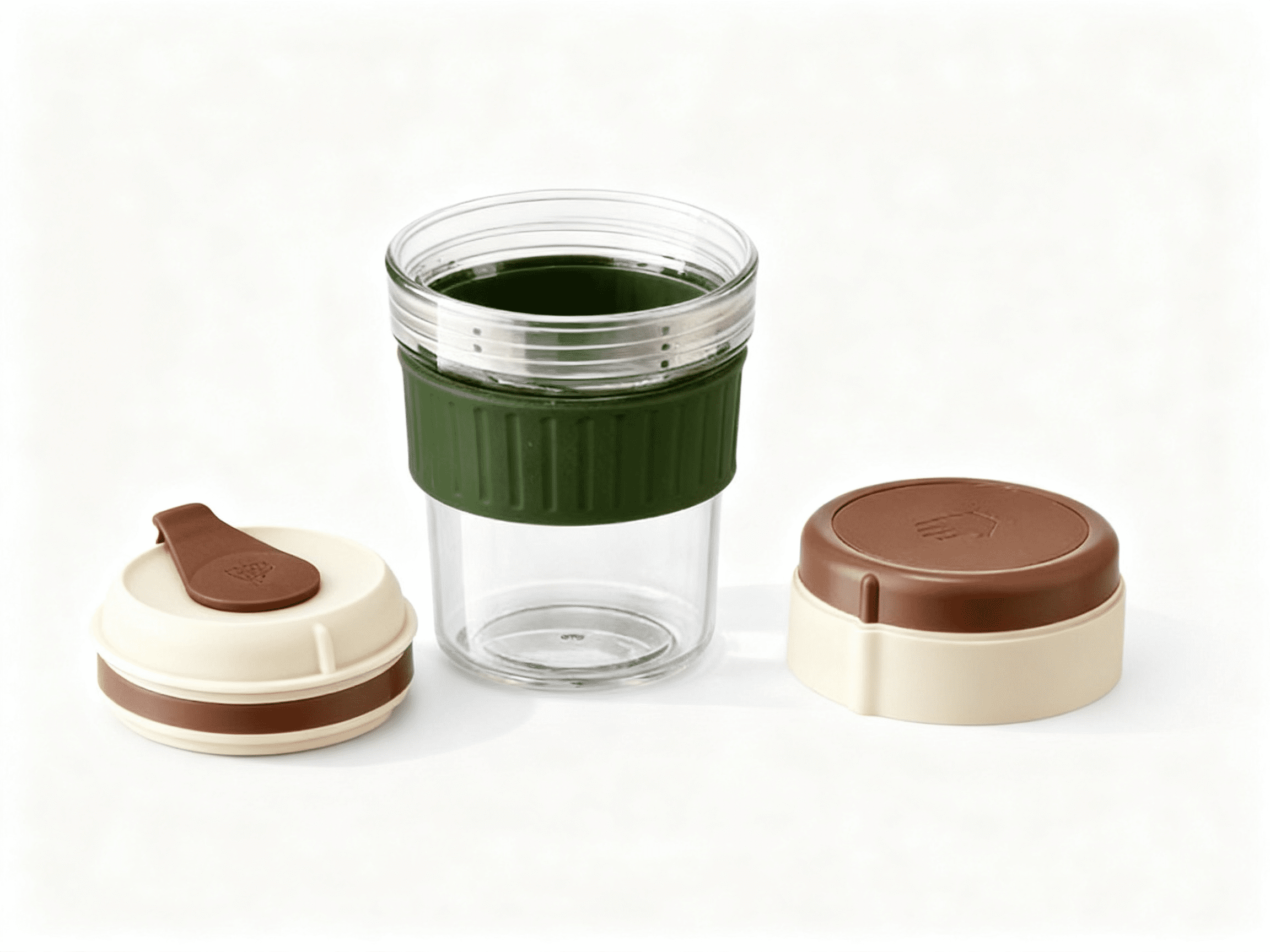 Insulated Glass Coffee Cup with Built-In Ice Tray Set Reusable for Hot ...