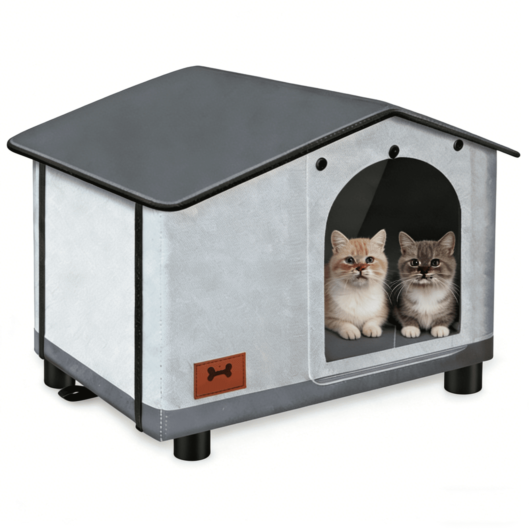 Insulated Heated Cat House Indoor/Outdoor, Weatherproof Cat House with ...