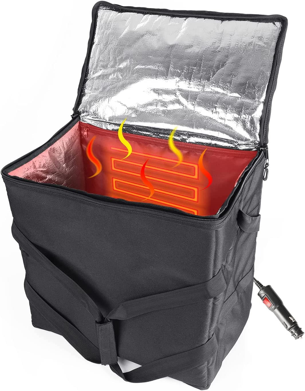 Insulated Heated Delivery Bag with Handle - Portable Microwave Food ...