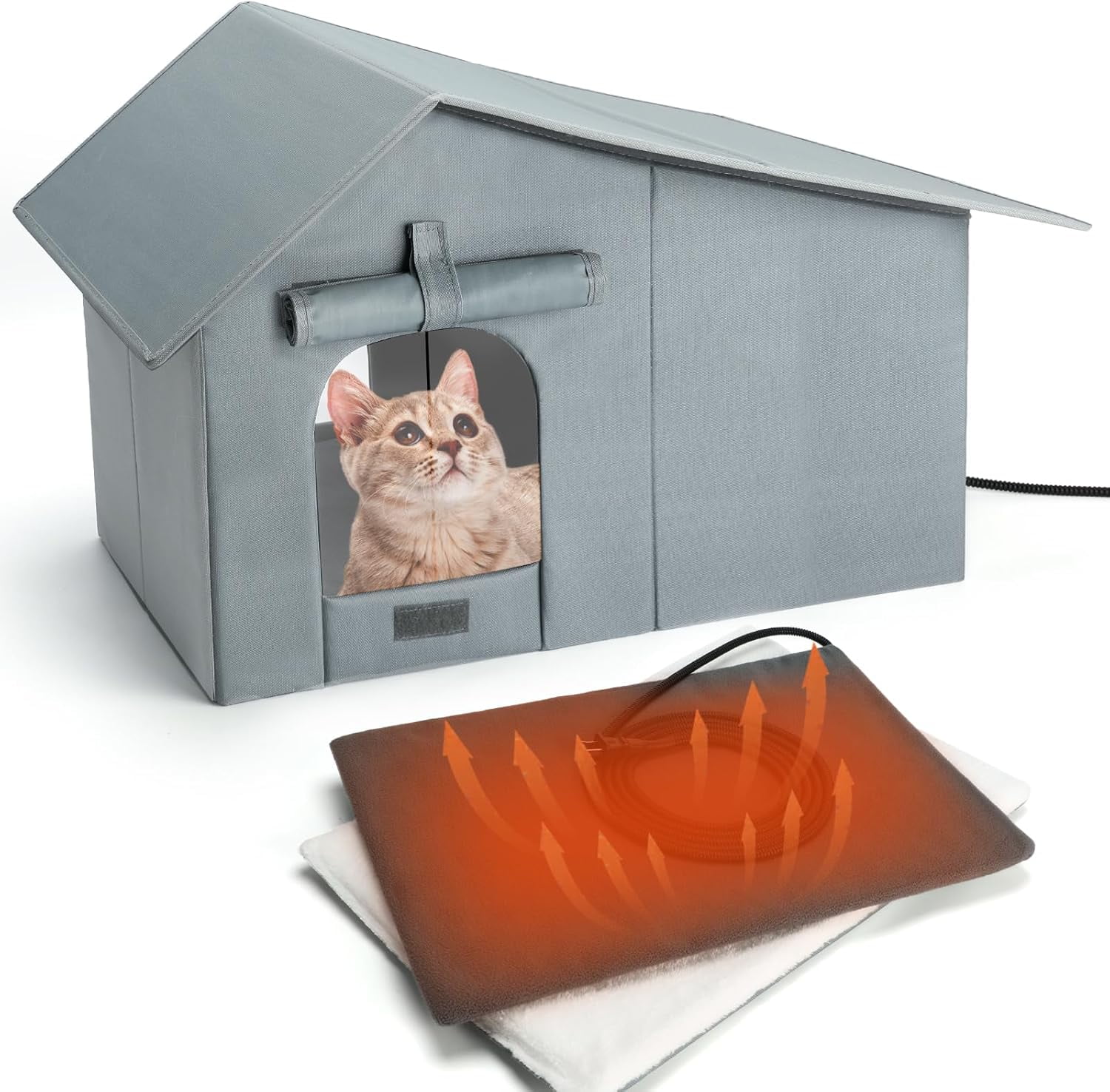 Insulated Heated Outdoor Cat House Waterproof Cat House Outside,Large ...