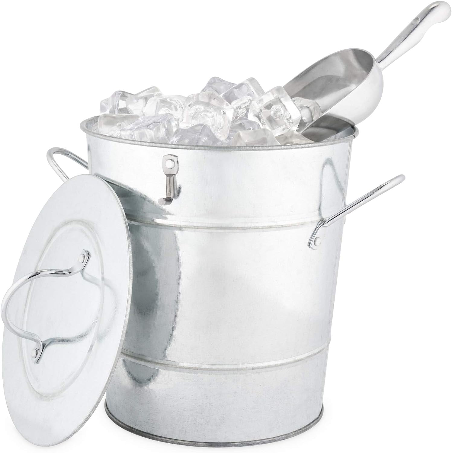 Insulated Ice Bucket With Lid & Scooper for Parties - Galvanized Metal ...