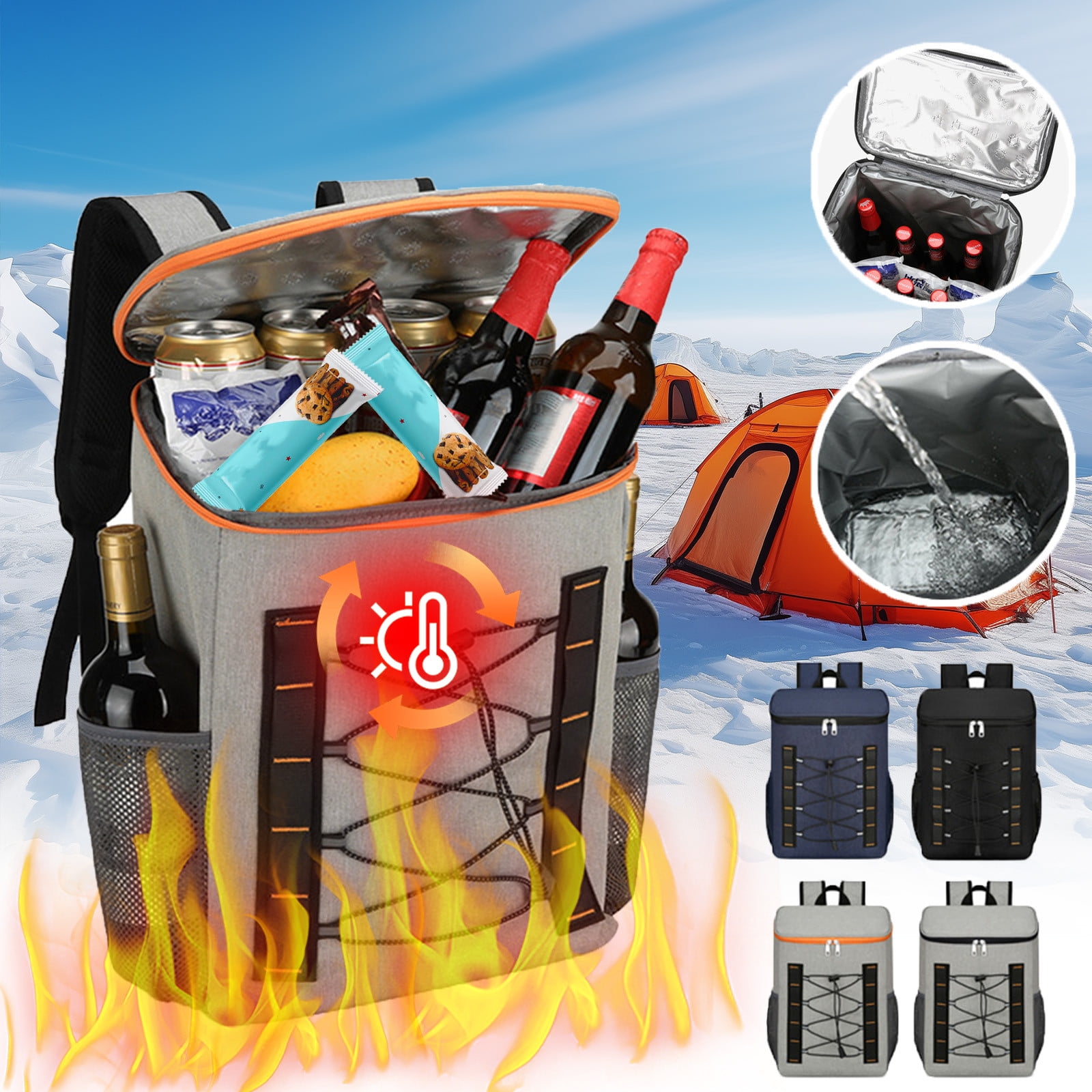 Insulated Leak-Proof Backpack, Large Capacity Travel Cooler ...