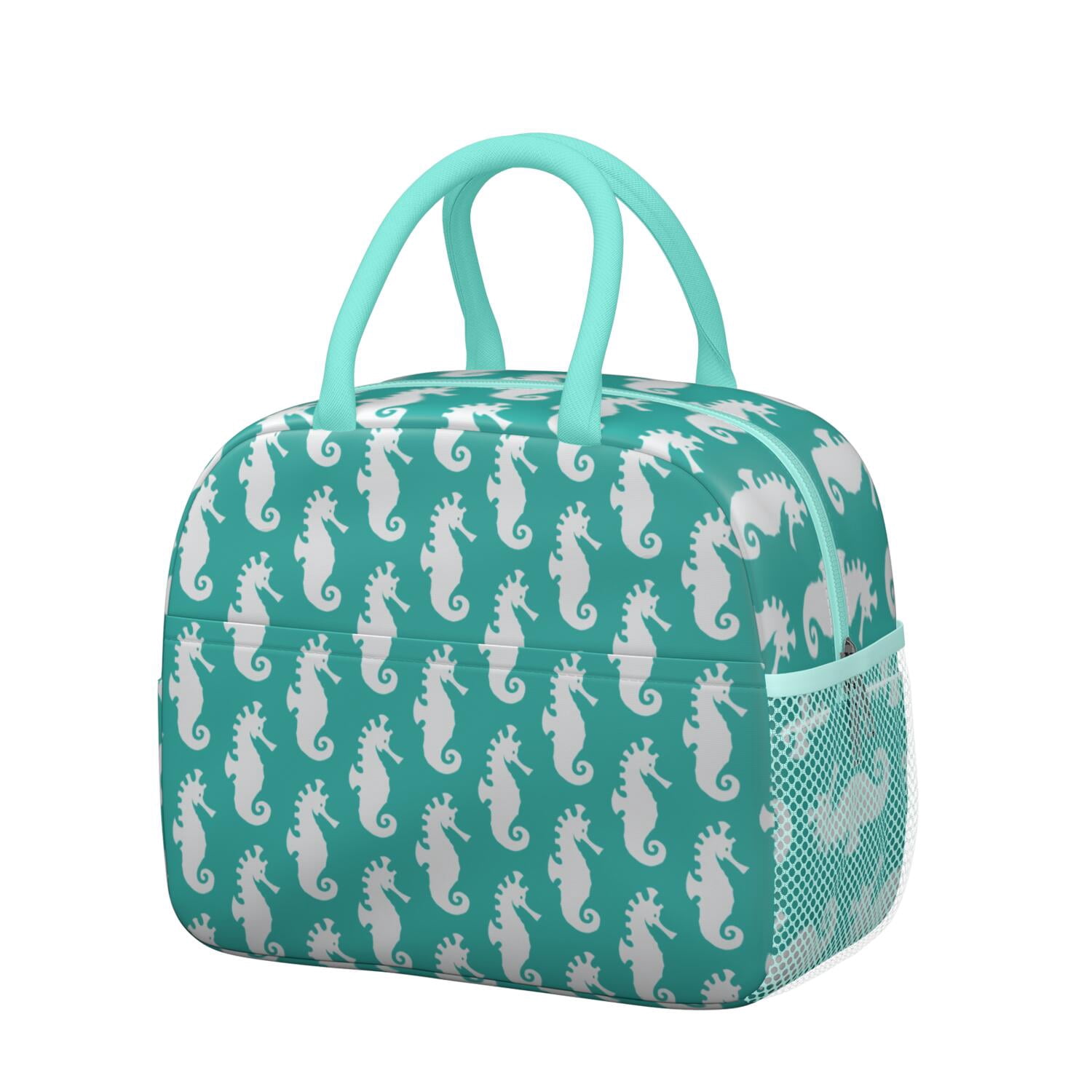 Insulated Lunch Bag with Cute Tropical Seahorse and Nautical Coastal ...