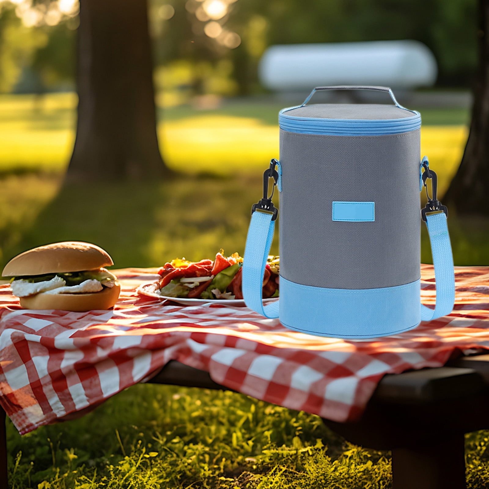 Insulated Lunch Bag Cylinder Shape | Thick Aluminum Foil Thermal Tote ...