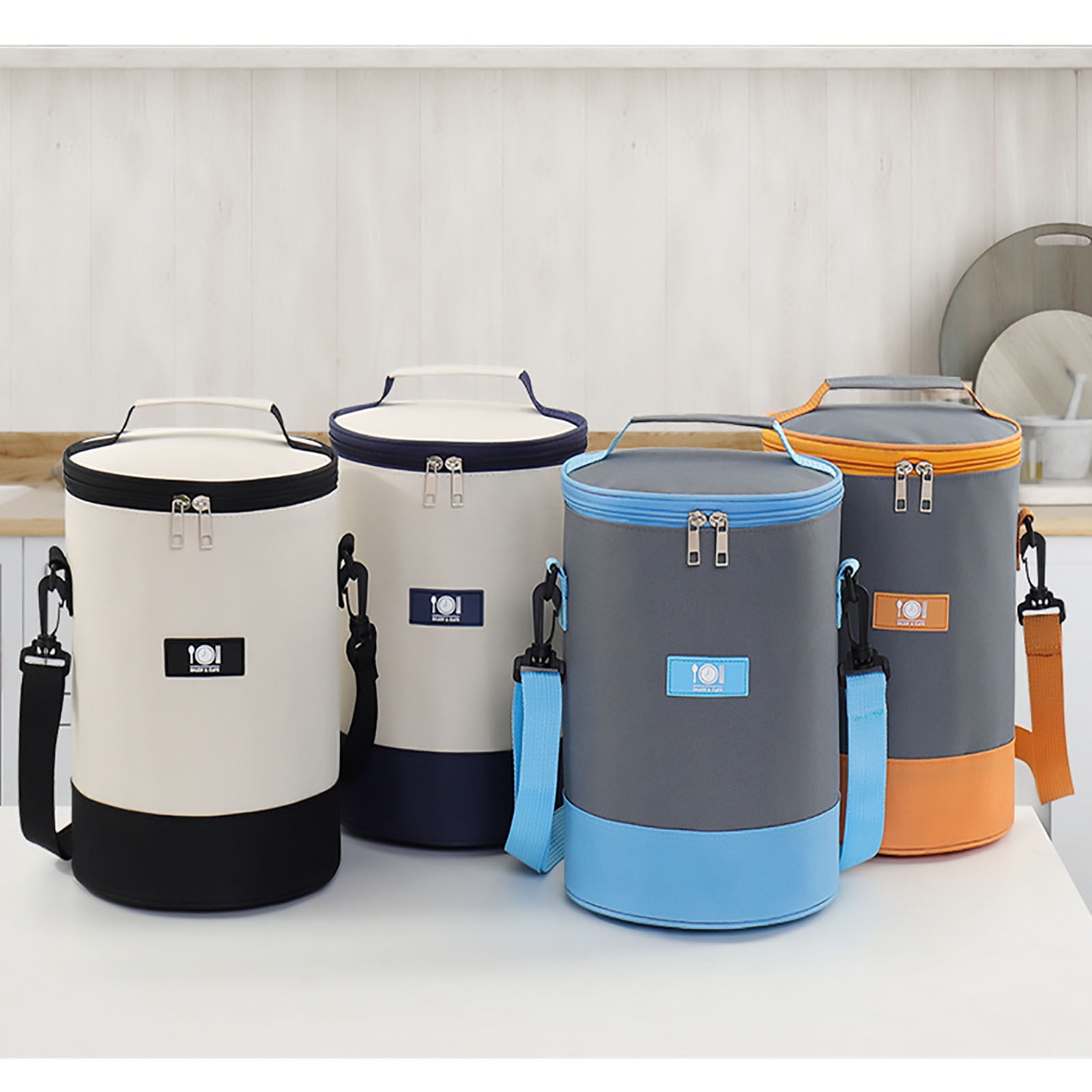 Insulated Lunch Bag, Cylindrical Bento Bag with Thick Aluminum Foil ...