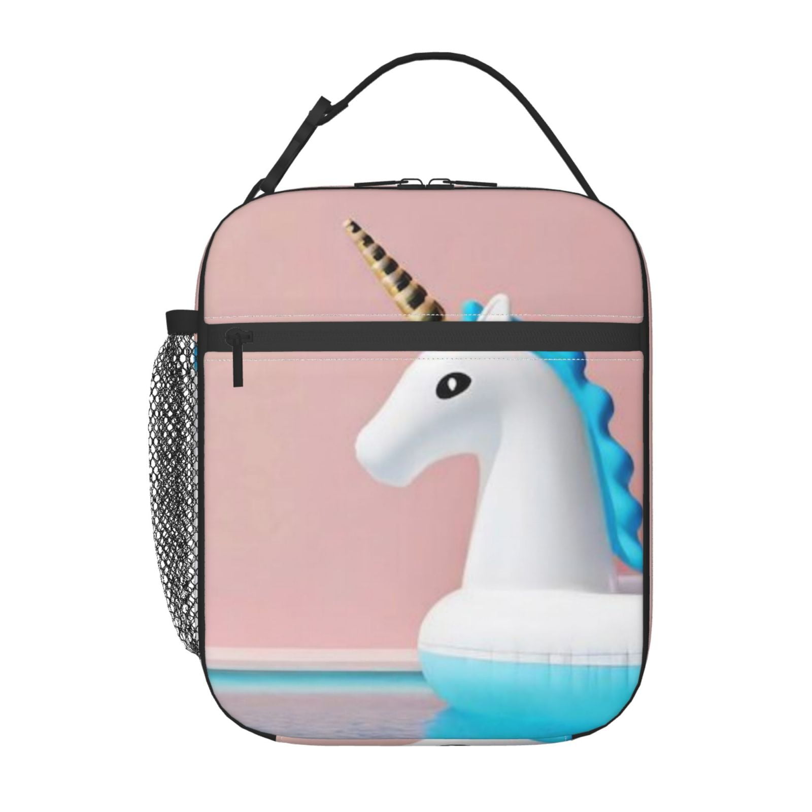 Insulated Lunch Bag Inflatable Unicorn Pool Toy On Pastel Pink ...