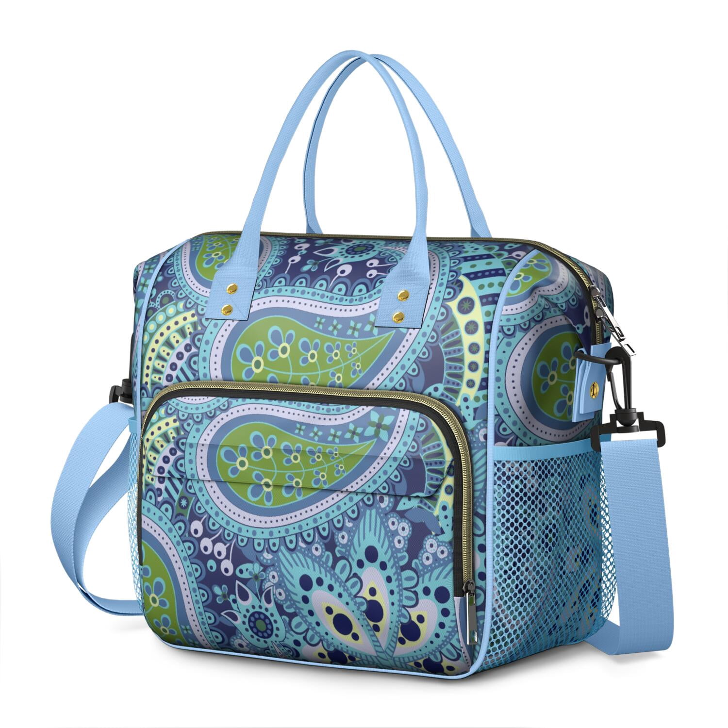 Insulated Lunch Bag with Paisley Boho Design – Large Lunch Box for Work ...