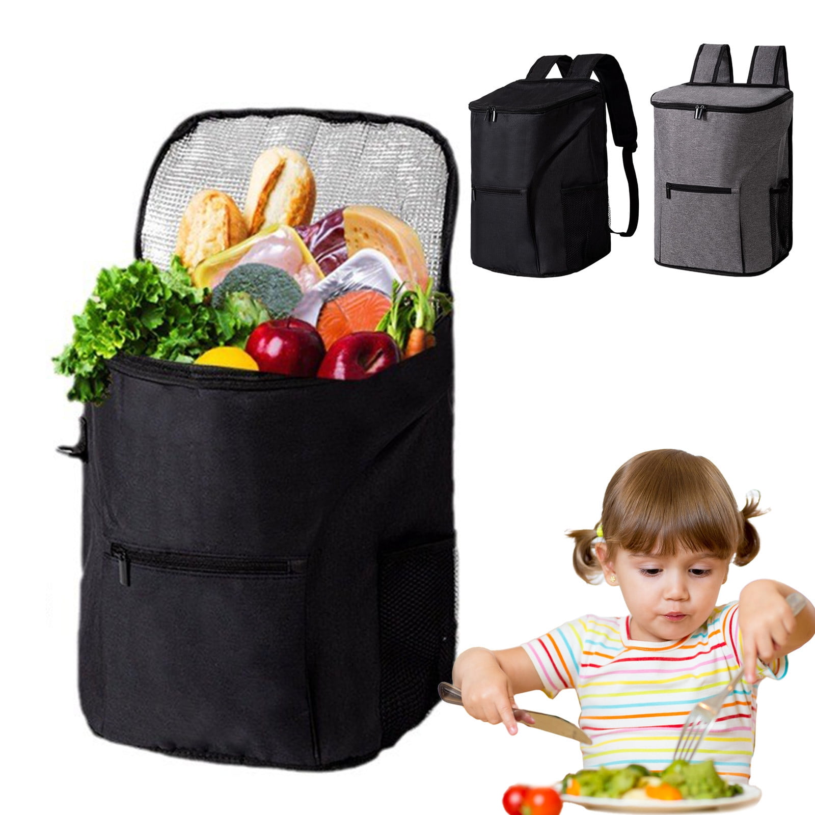 Insulated Lunch Bag, Portable Ice Bag, Food-Grade Plastic, Double ...