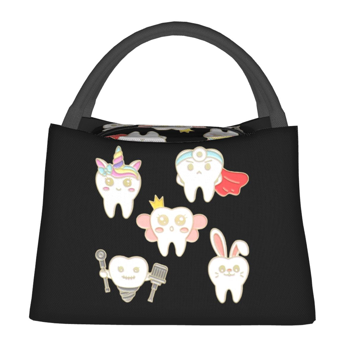 Insulated Lunch Bag Teeth Print Lunch Box Portable Thermal Tote Custom ...
