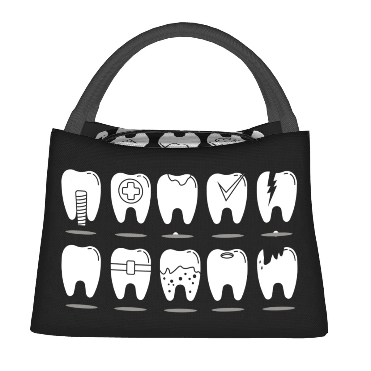 Insulated Lunch Bag Teeth Print Lunch Box Portable Thermal Tote Custom ...