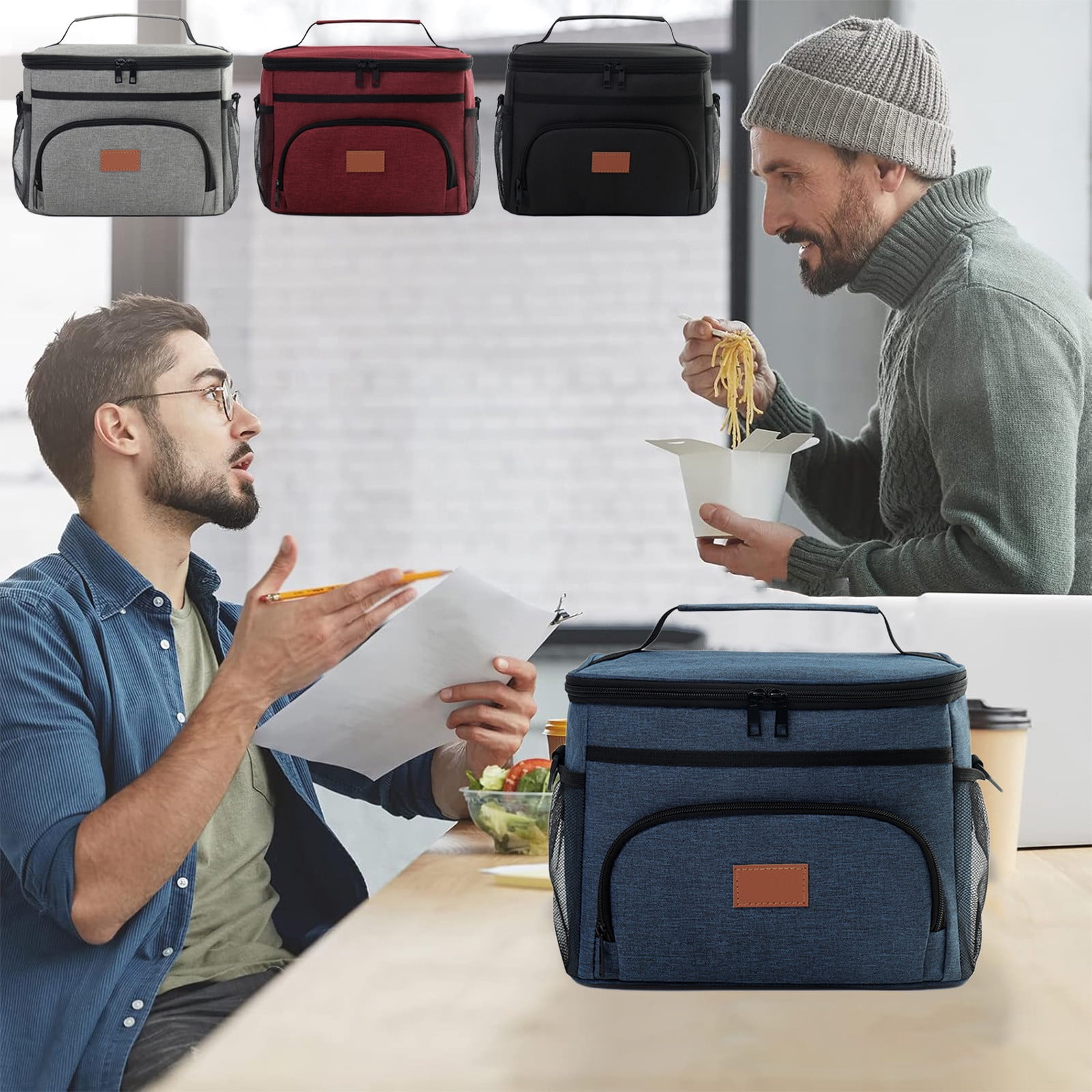 Insulated Lunch Bag for Women Men - Large Capacity 11.4x8.6x8.6 ...