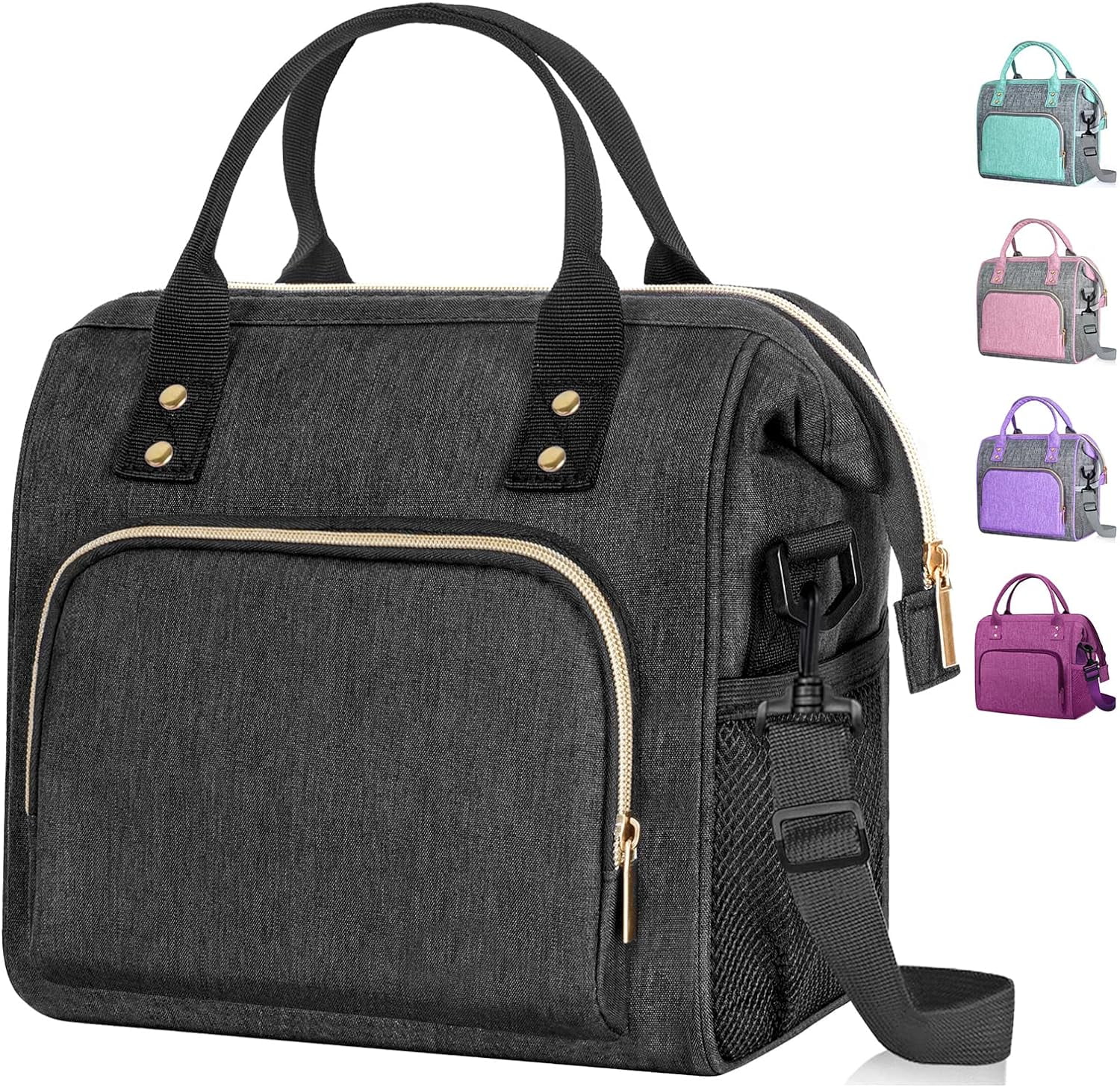 Insulated Lunch Bag for Women, Reusable Leakproof Large Lunch Box with ...