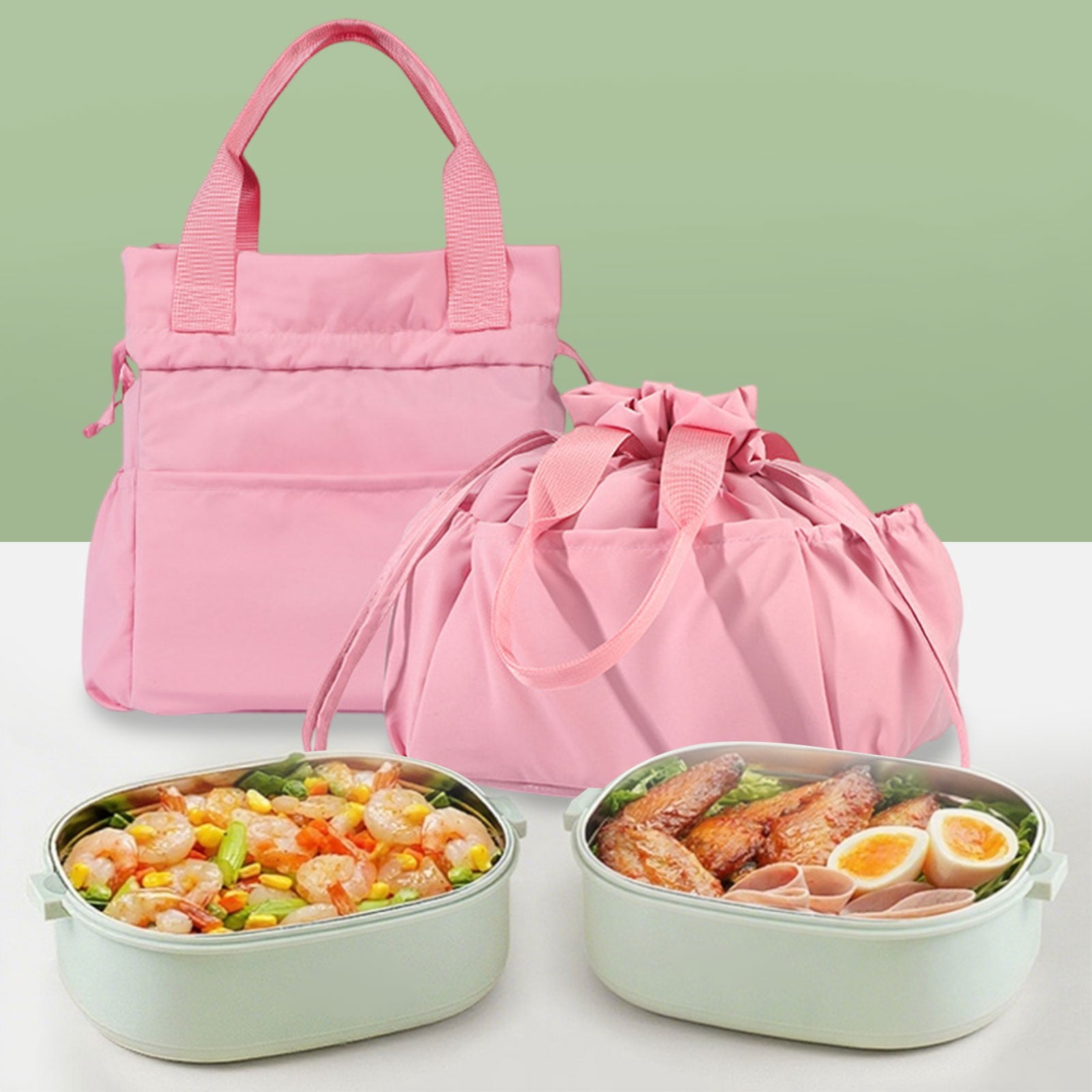 Insulated Lunch Bag for Women & Men | Corduroy Drawstring Handbag ...