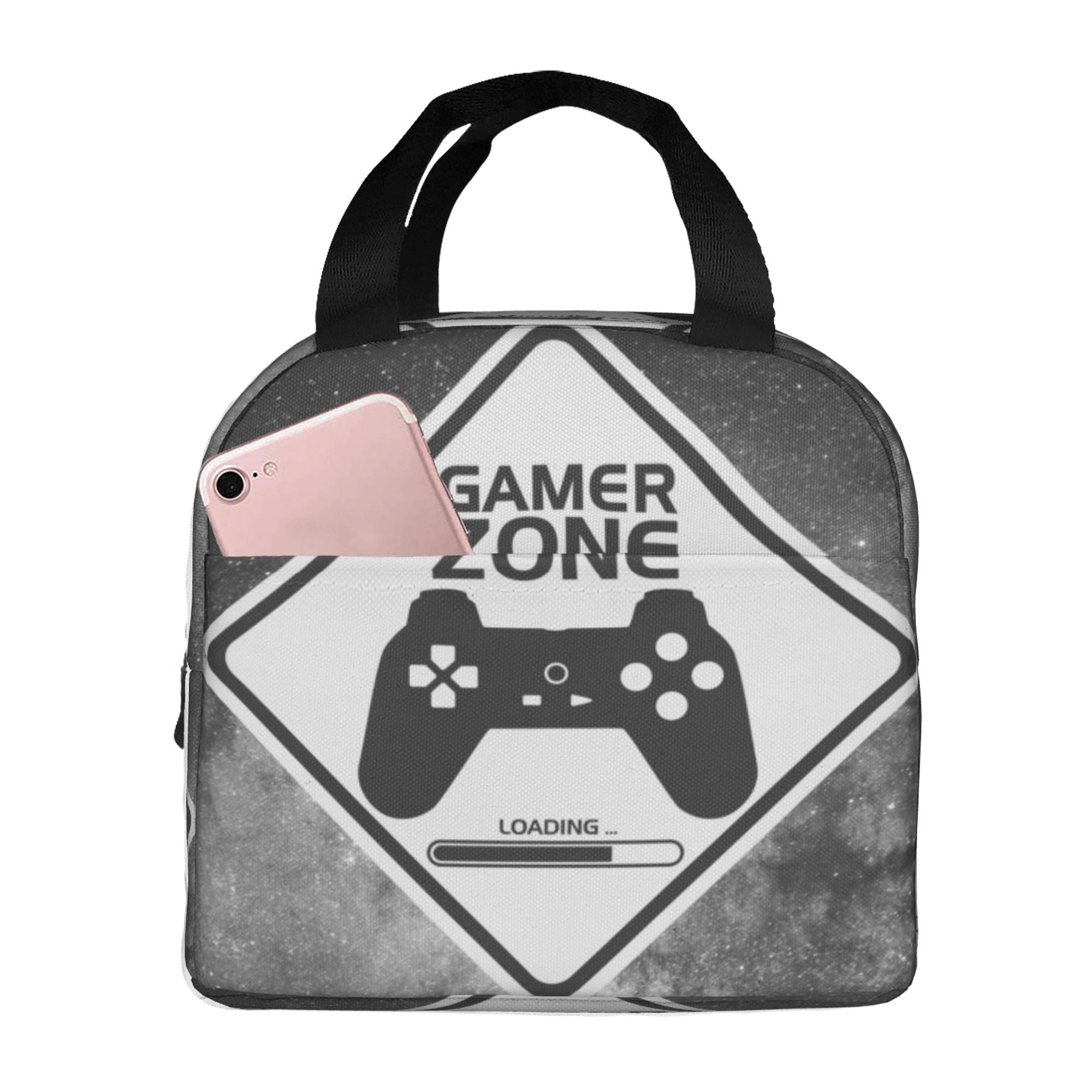 Insulated Lunch Bag for Women Men ,Gamer Zone Gray Sign Reusable Cute ...