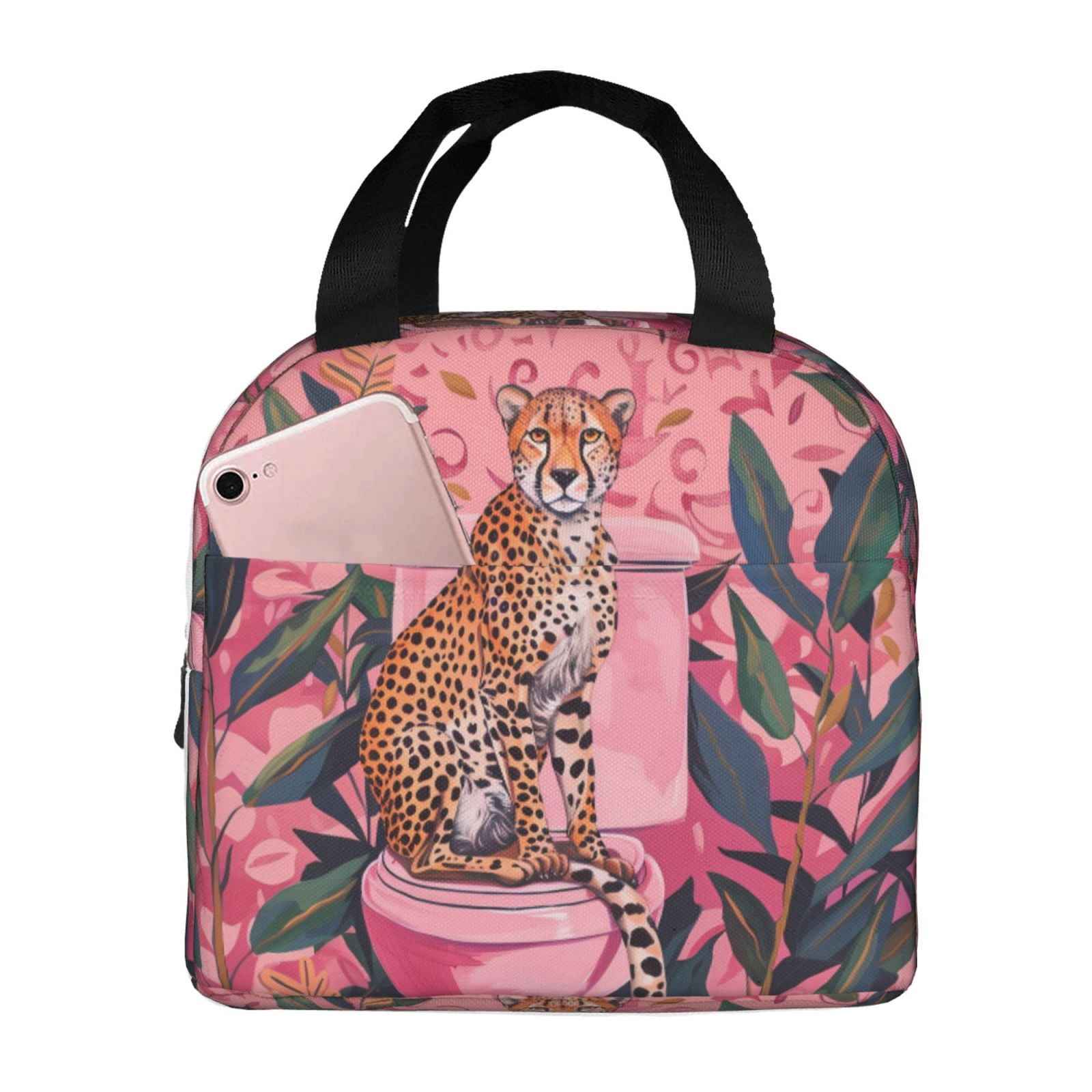 Insulated Lunch Bags for Men Women Work - Cheetah On Toilet Humor Art ...